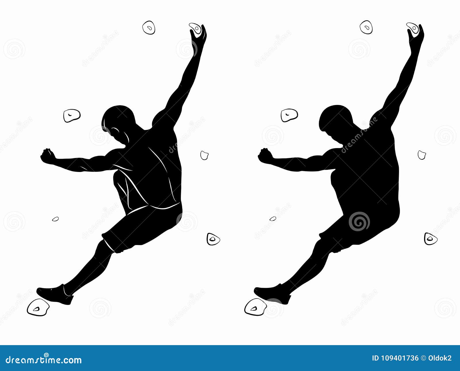 Climber, Black Silhouette, Danger Of Falling Cartoon Vector ...