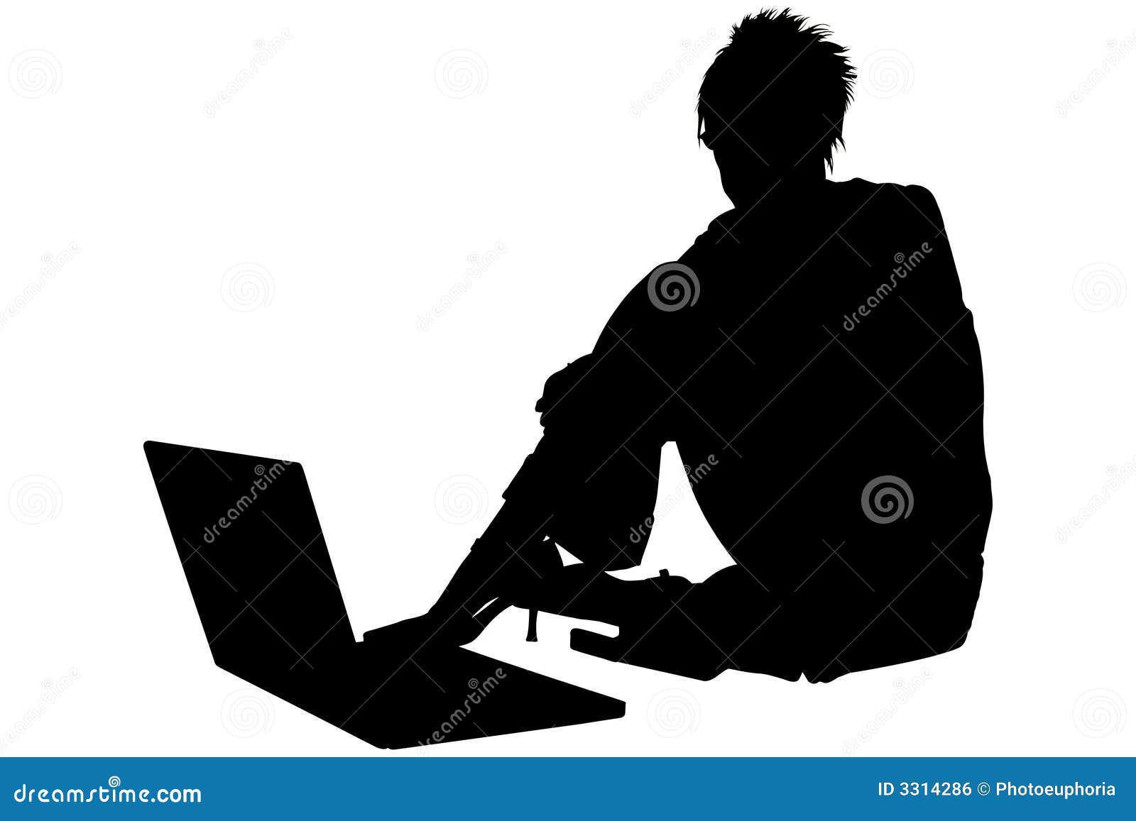 Silhouette With Clipping Path Of Man Cowering Royalty-Free Stock Photo ...