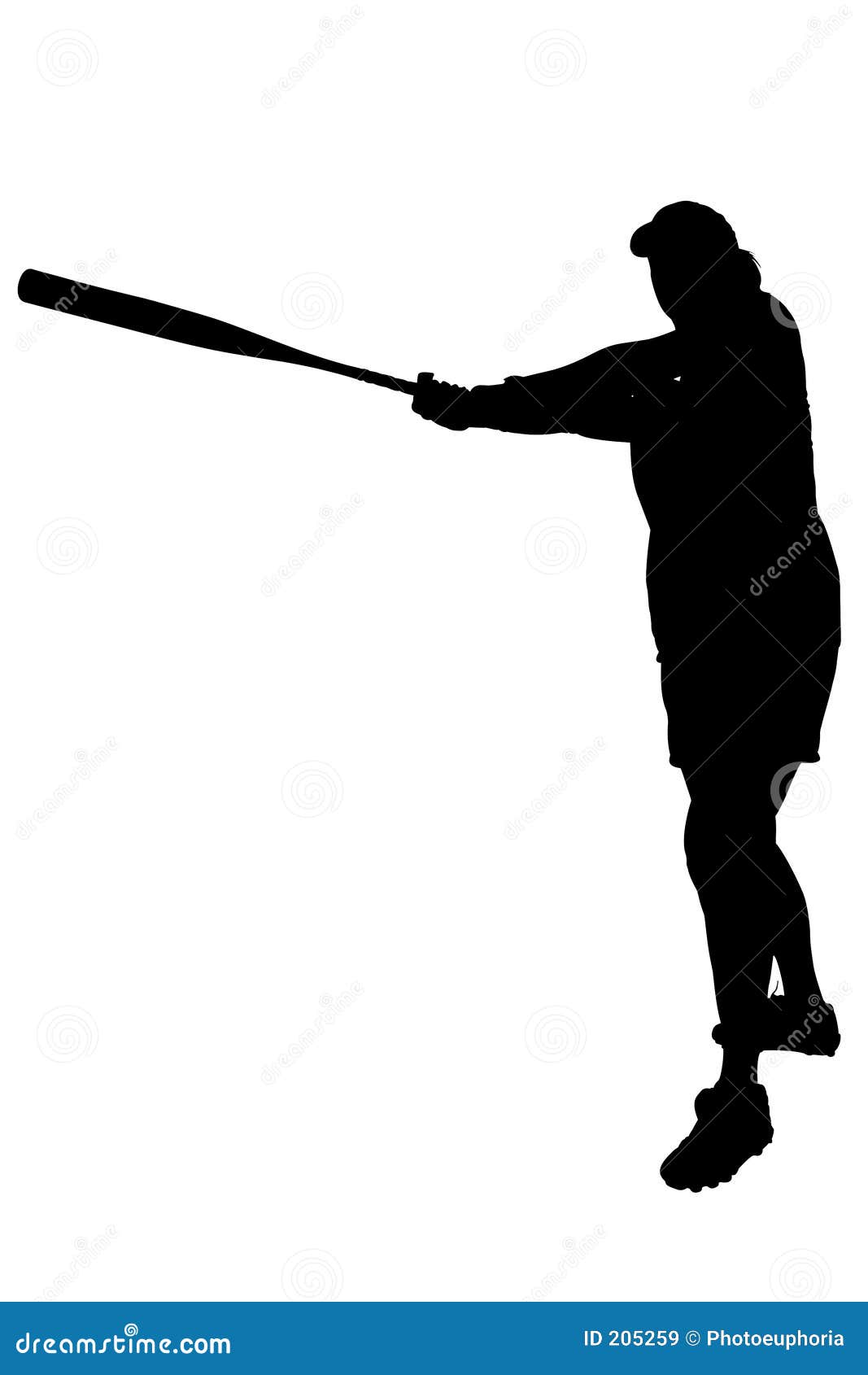 Silhouette with Clipping Path of Female Softball Player Stock ...