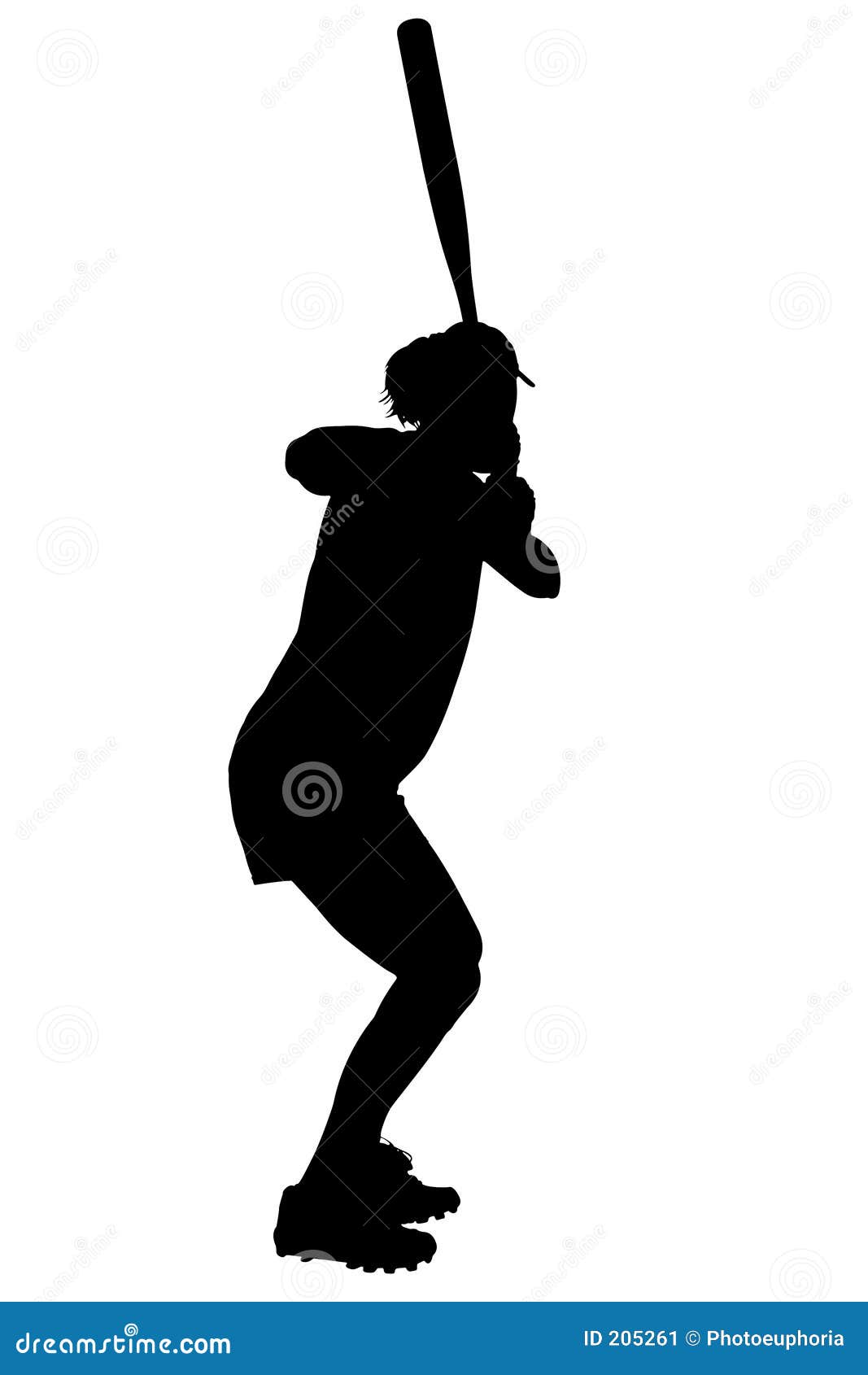 Silhouette with Clipping Path of Female Softball Player Stock ...