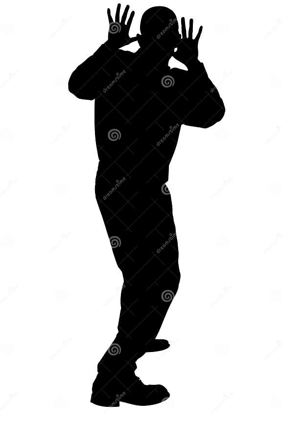 Silhouette with Clipping Path of Man Cowering Stock Illustration ...