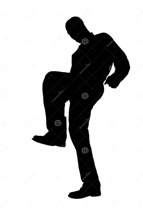 Silhouette with Clipping Path of Man Stomping Stock Image - Image of ...