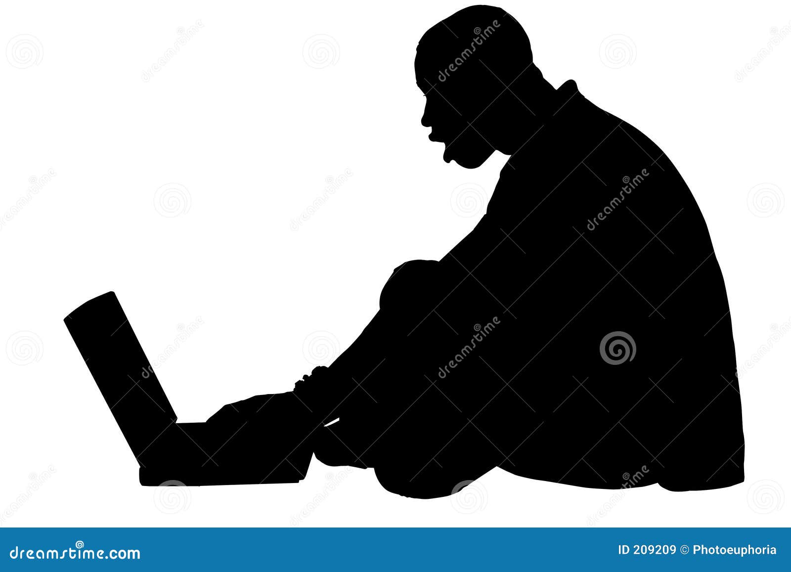 Silhouette with Clipping Path of Man Working on Laptop Computer Stock ...