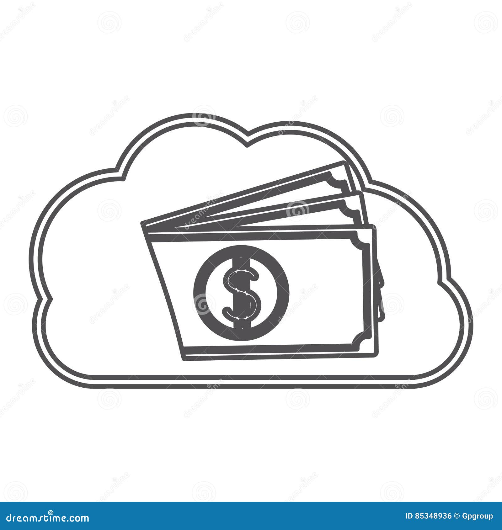 Silhouette Cloud in Cumulus Shape with Stacked Banknote Stock ...