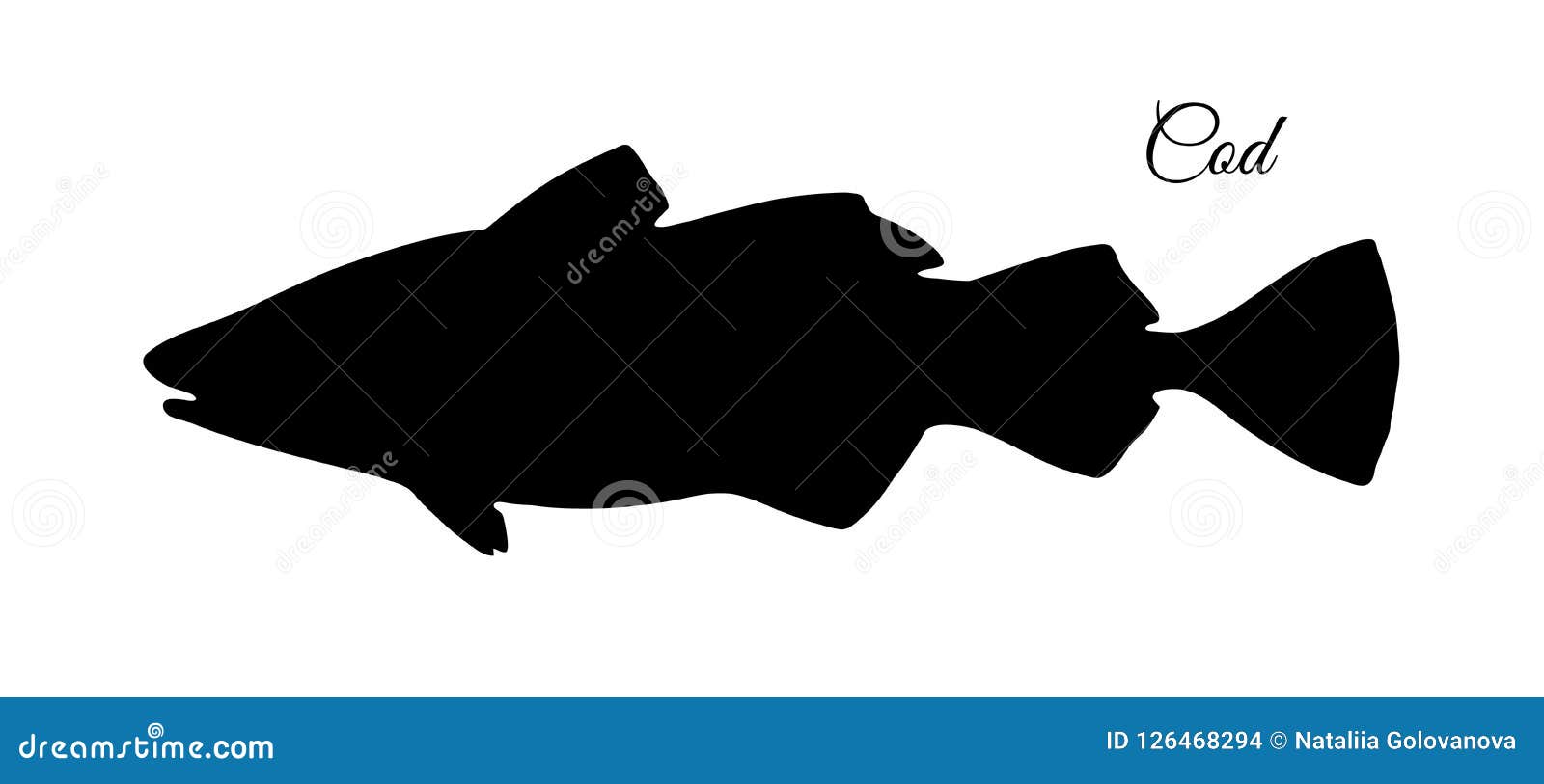 Silhouette of cod fish. stock vector. Illustration of lake - 126468294