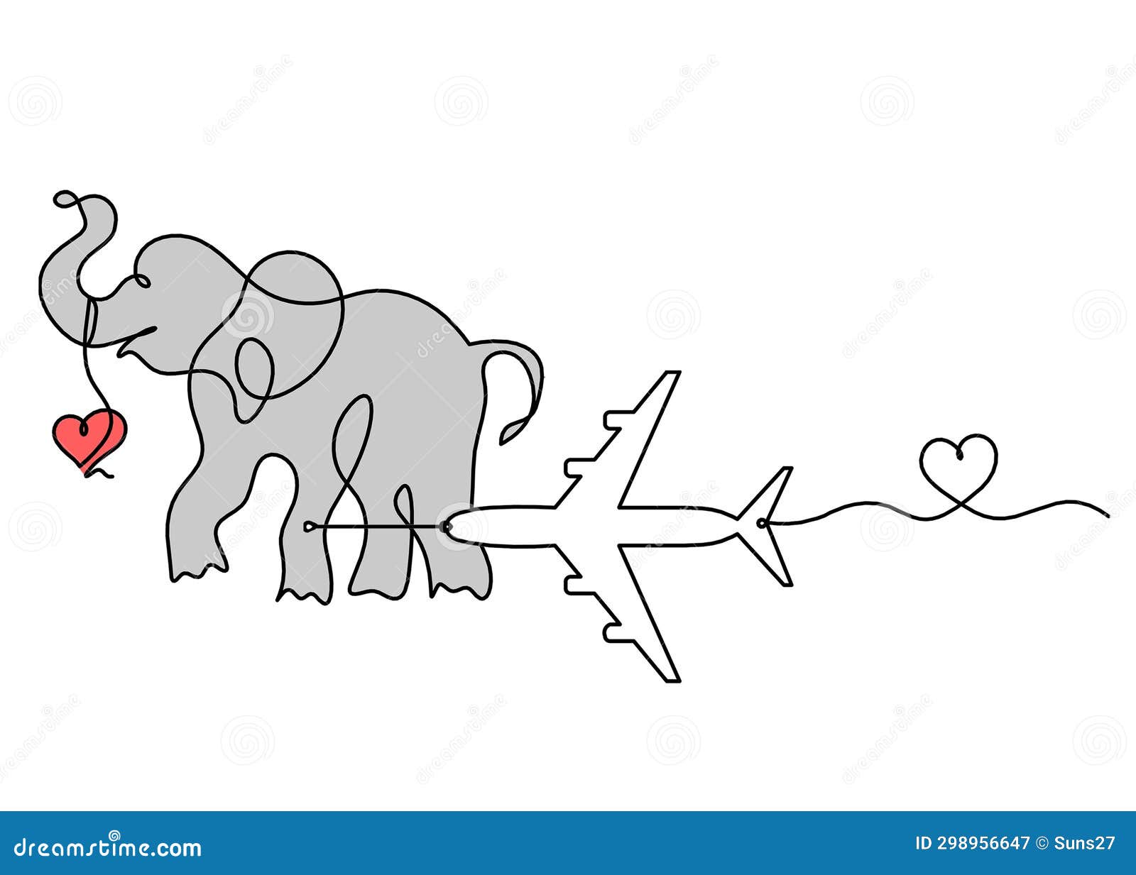 Silhouette of Color Abstract Elephant with Plane As Line Drawing Stock ...