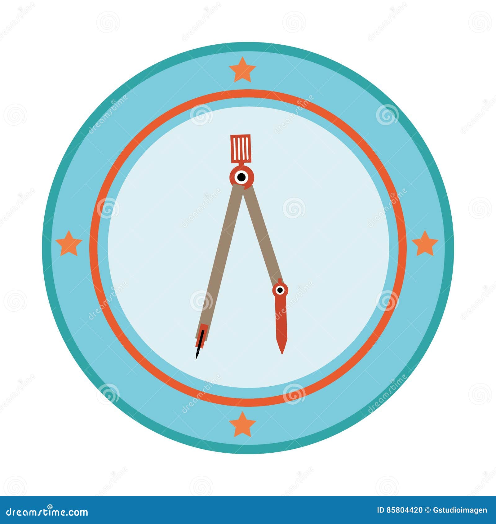 Silhouette Color with Compass in Circular Frame Stock Vector ...