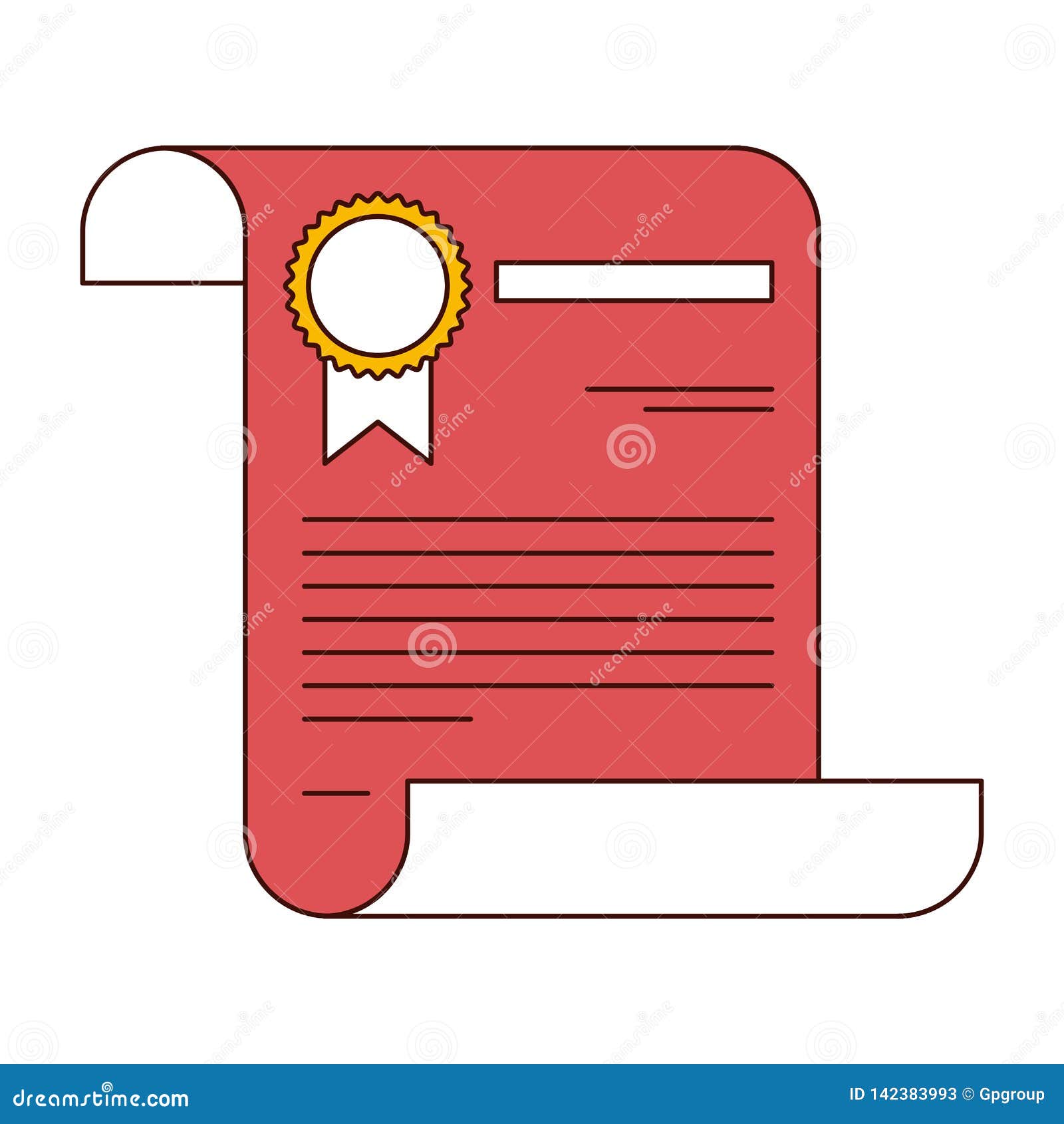 Silhouette Color Sections of Certificate Document Paper Page with Stamp ...