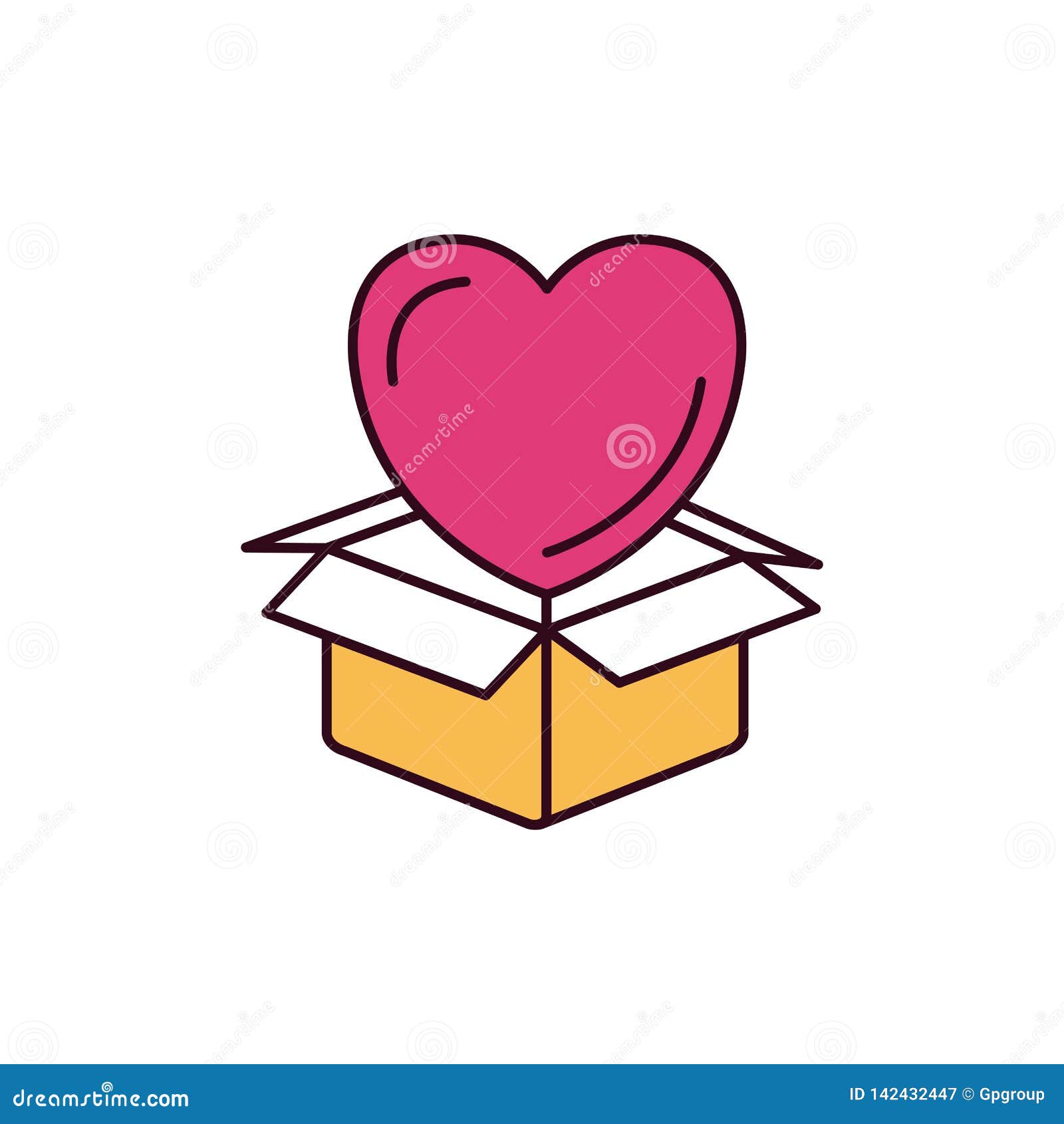 Silhouette Color Sections Heart Coming Out of Cardboard Box Stock ... Silhouette Color Sections Heart Coming Out of Cardboard Box Stock ...