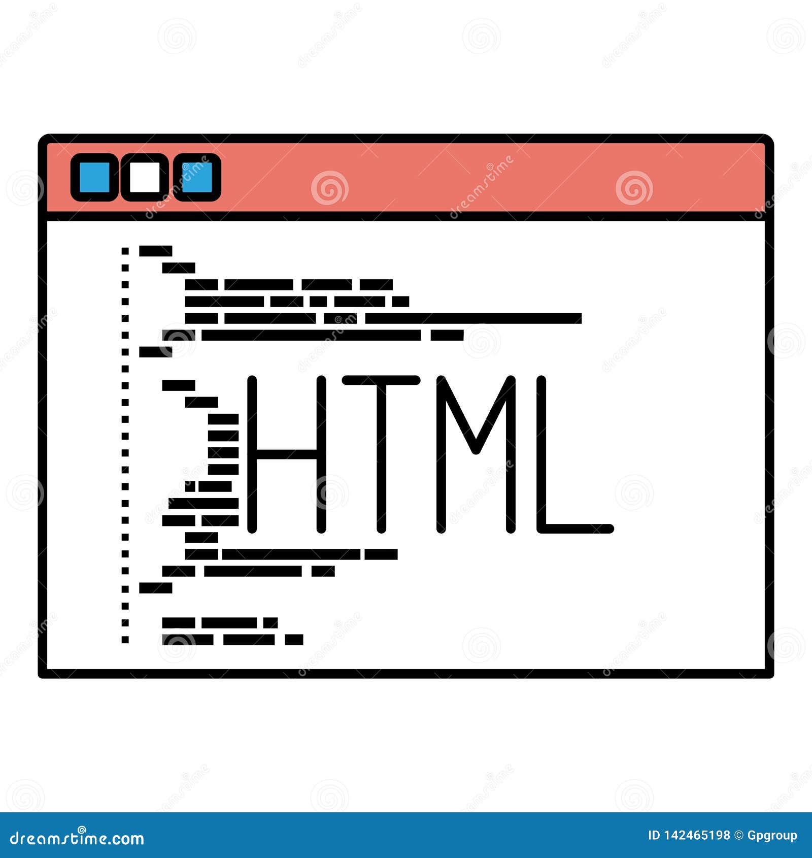 Silhouette Color Sections Of Programming Window With Script Code Html Stock Vector