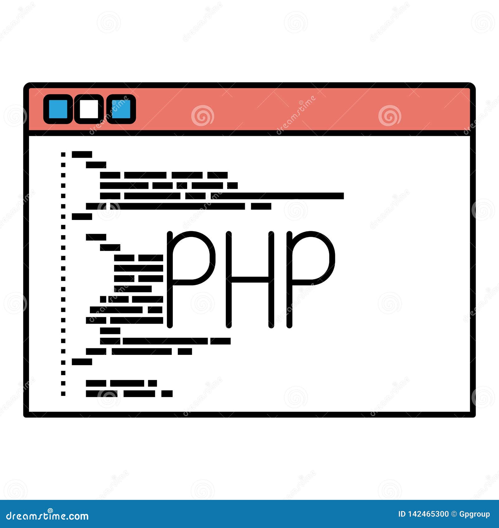 Silhouette Color Sections Of Programming Window With Script Code Php Stock Vector Illustration