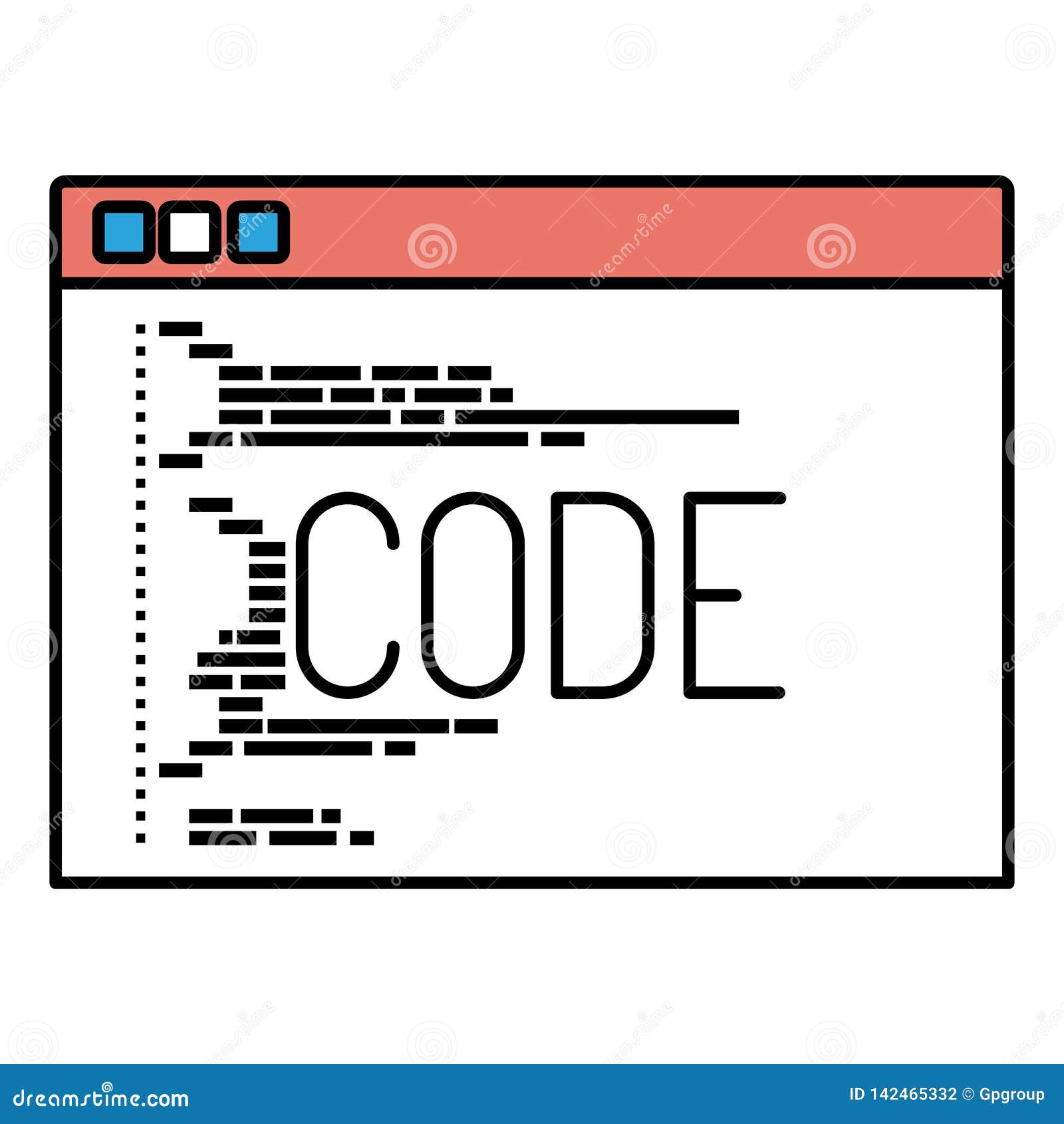 Silhouette Color Sections Of Programming Window With Script Of Code Stock Vector Illustration