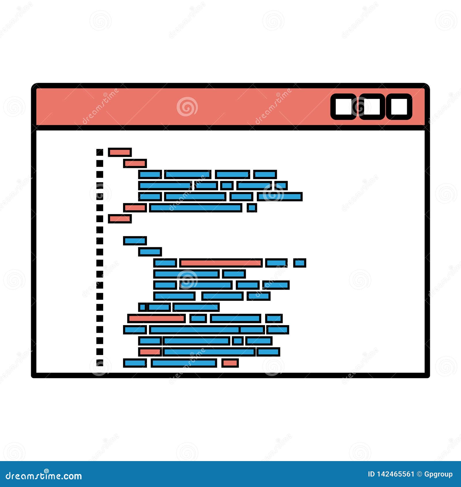 Silhouette Color Sections Of Programming Window With Script Code Stock Vector Illustration Of
