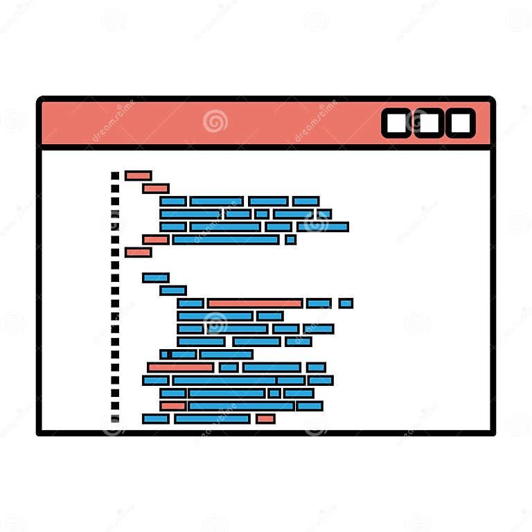 Silhouette Color Sections Of Programming Window With Script Code Stock Vector Illustration Of