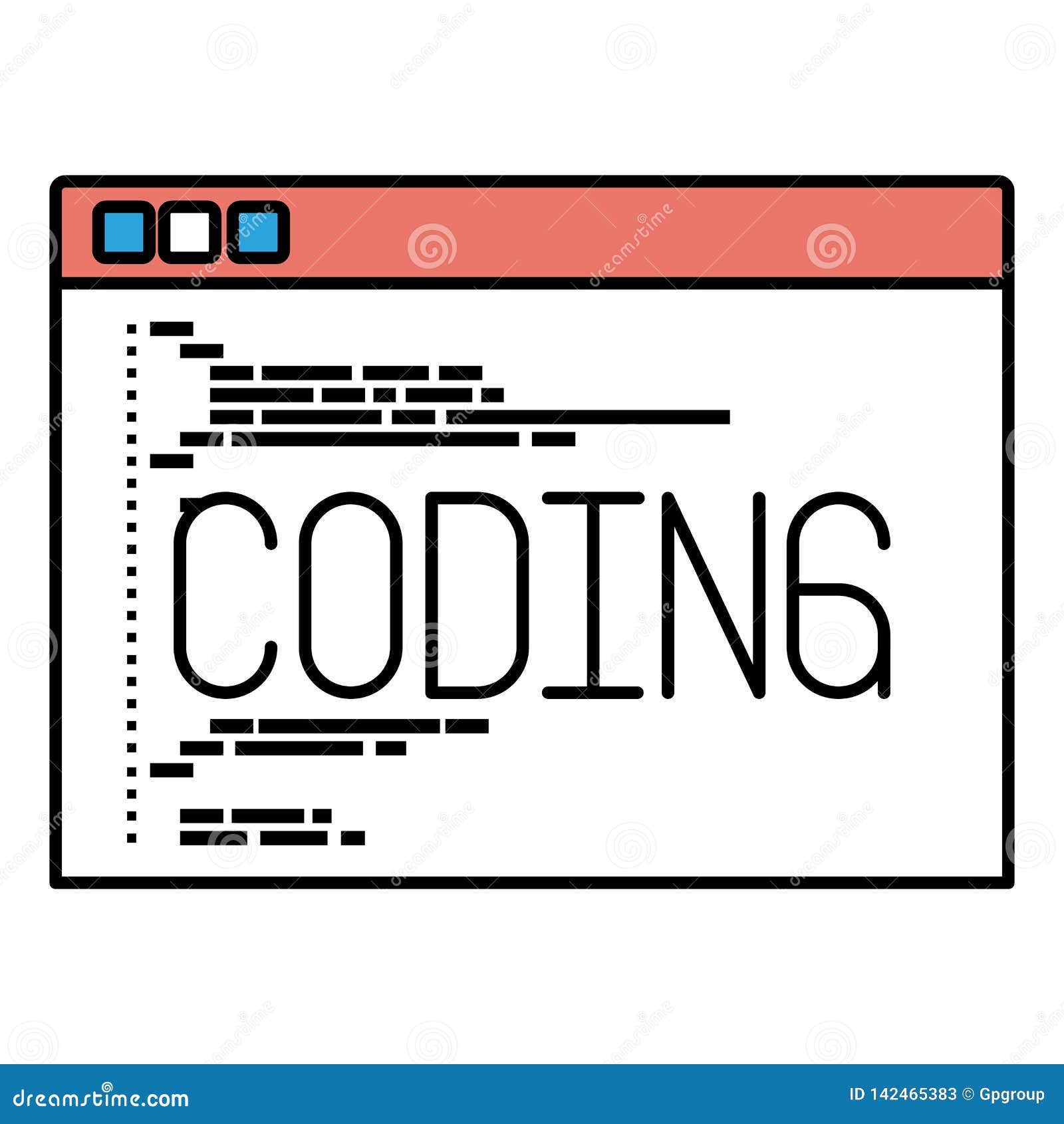 Silhouette Color Sections Of Programming Window With Script Of Coding Stock Vector