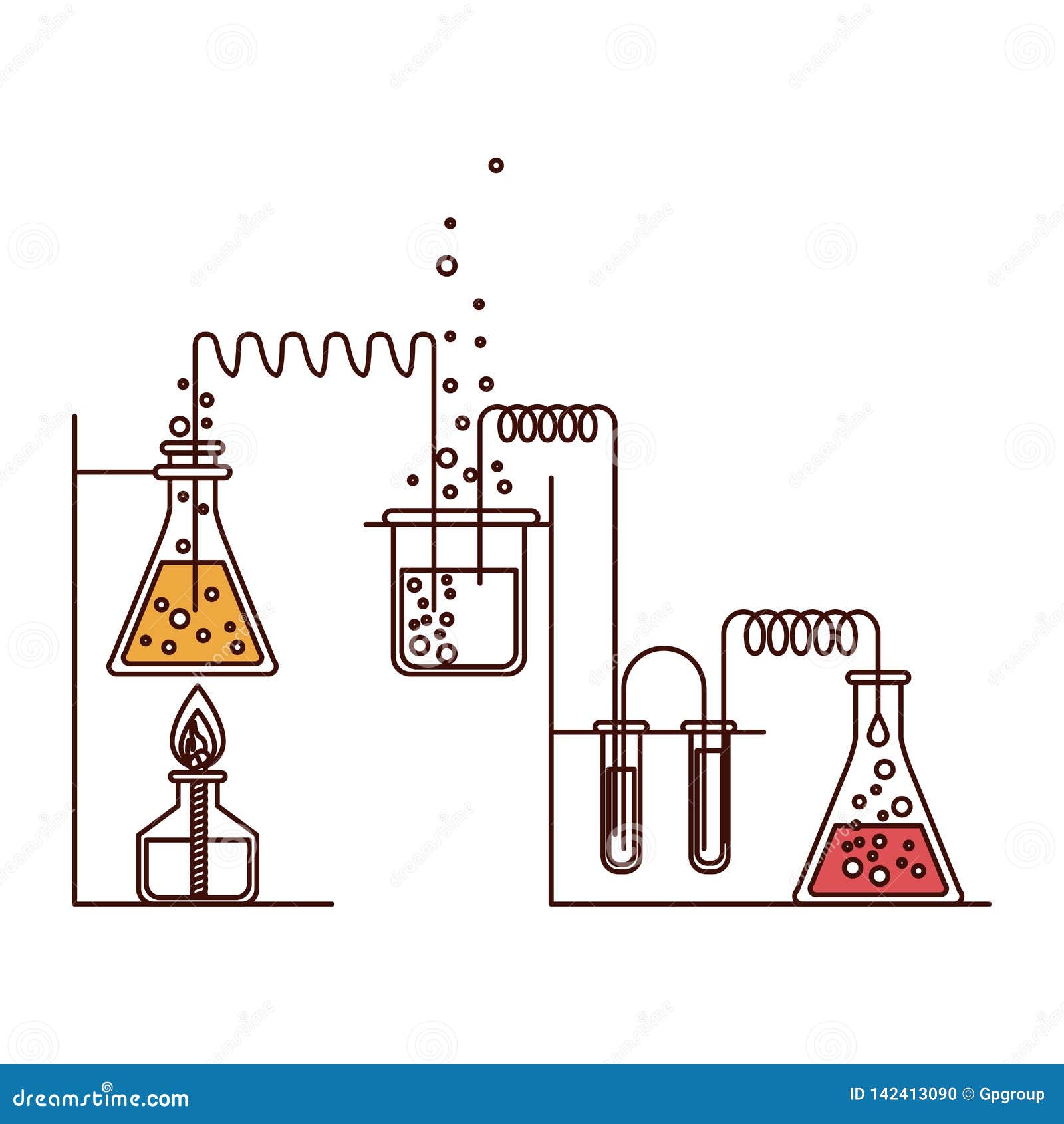 Silhouette Color Sections of Scene Chemical Laboratory with an ...