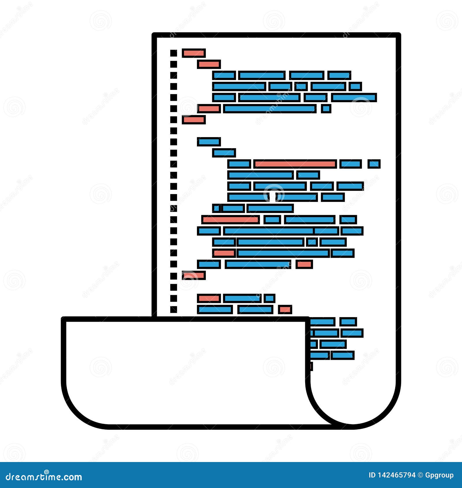 Silhouette Color Sections of Sheet with Printed Source Code Stock ...