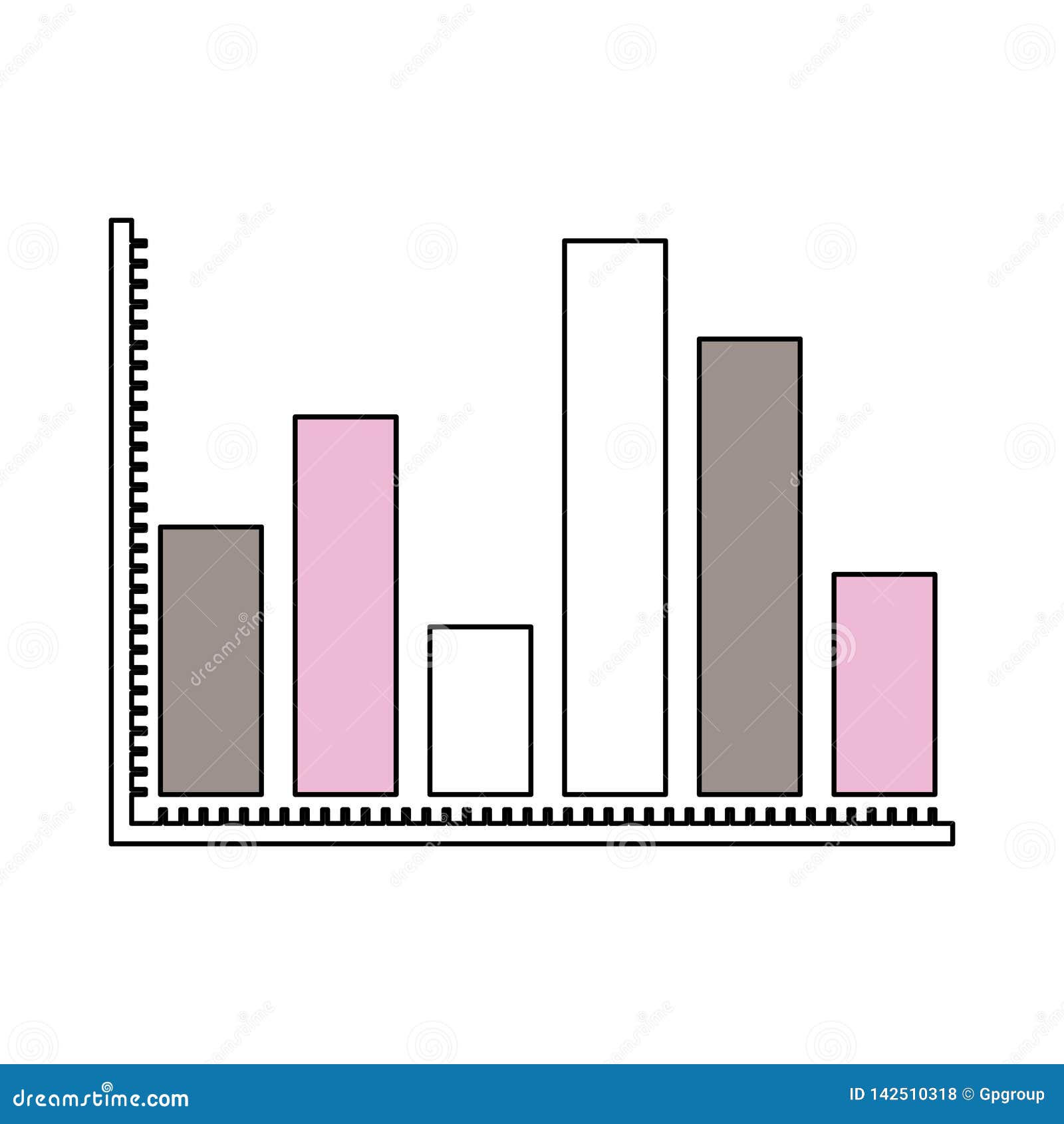 Silhouette Color Sections of Statistical Graphs Colour Thick Bars Stock ...