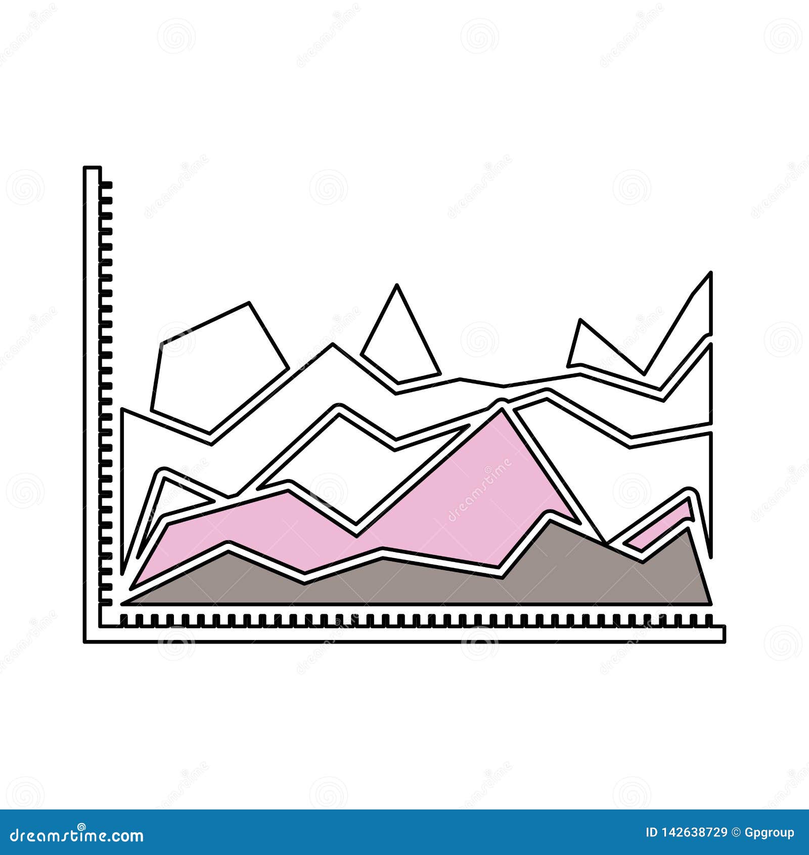 Silhouette Color Sections of Statistical Graphs in Shape of Peak Stock ...