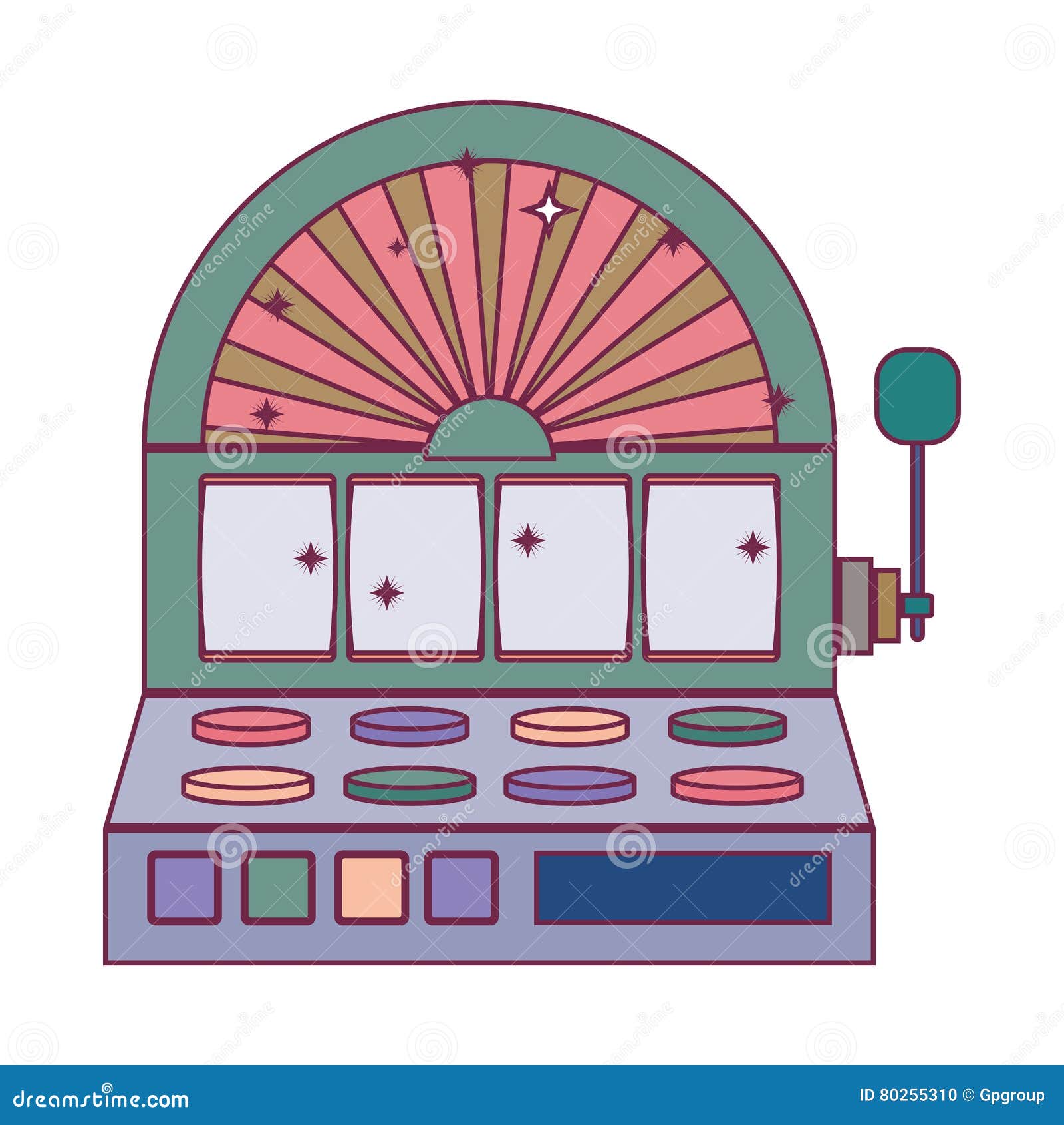 Silhouette Color Slot Machine with Button Panel Stock Vector ...