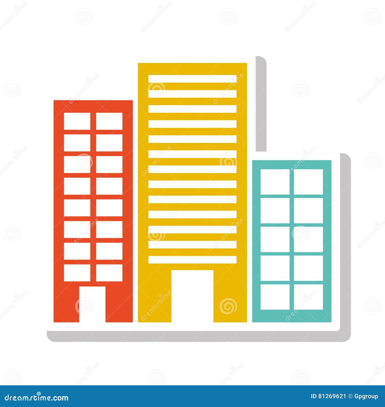 Silhouette Colorful with Buildings without Trees Stock Vector ...