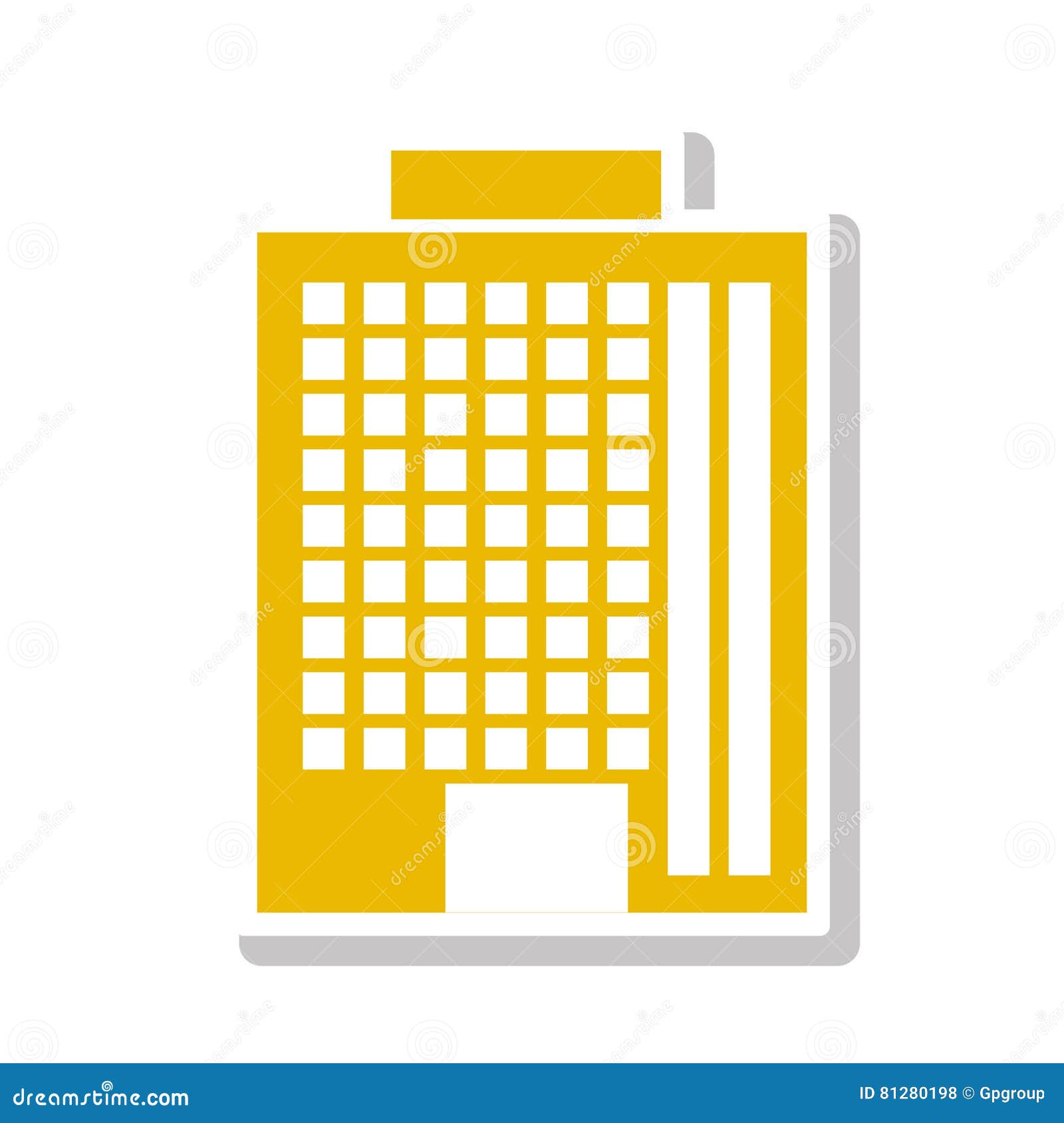 Silhouette Colorful with Office Building in Yellow Stock Illustration ...