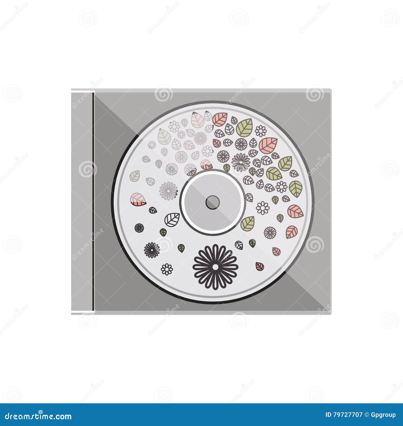 Silhouette Compact Disc with Background Flowers Stock Vector ...