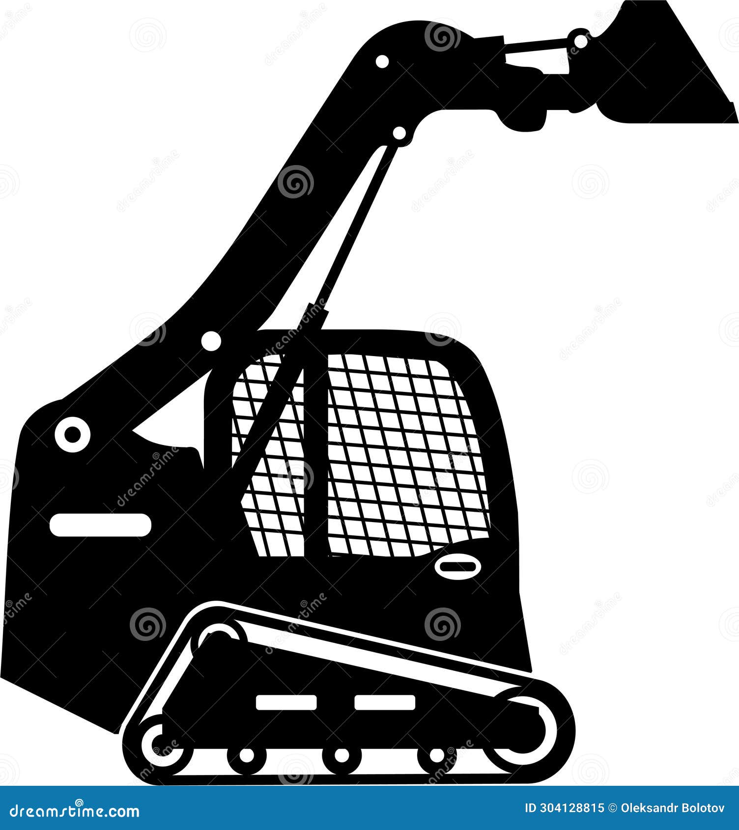 Silhouette of Compact Skid Steer Loader with Bucket and Track Icon in ...