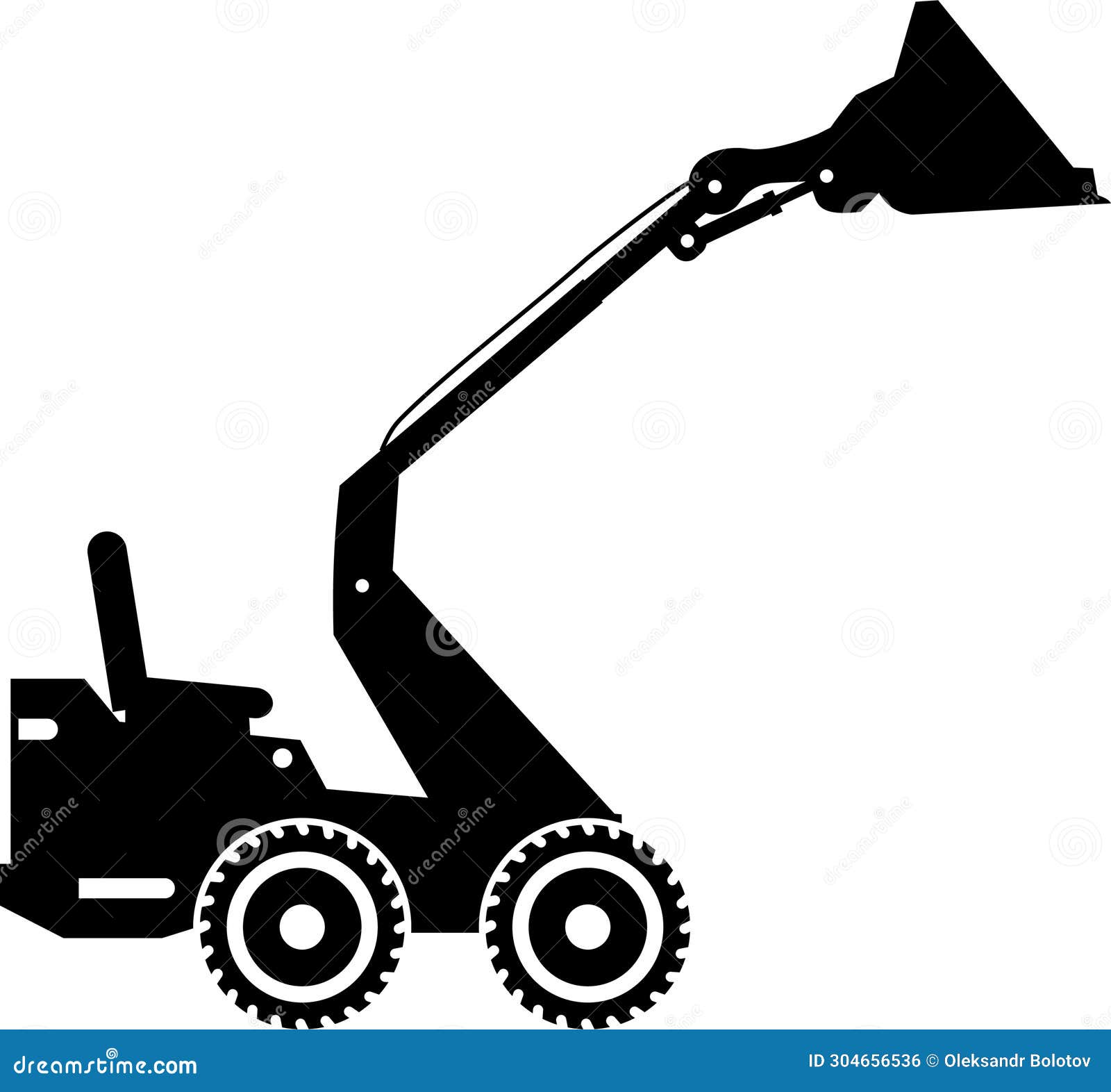 Silhouette of Compact Skid Steer Loader with Bucket and Wheels Icon in ...