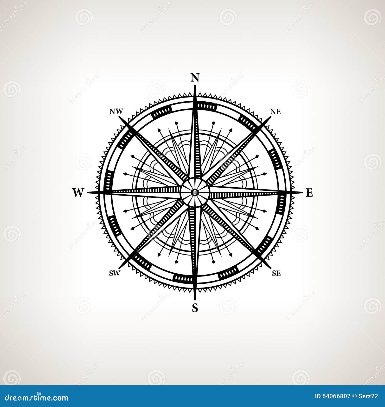 Silhouette Compass Rose On A Light Background Cartoon Vector ...