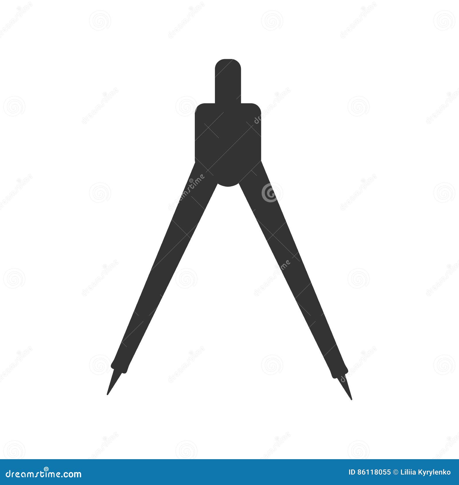 Silhouette of Compasses Geometric Tool Stock Illustration ...