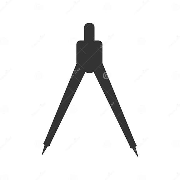 Silhouette of Compasses Geometric Tool Stock Illustration ...
