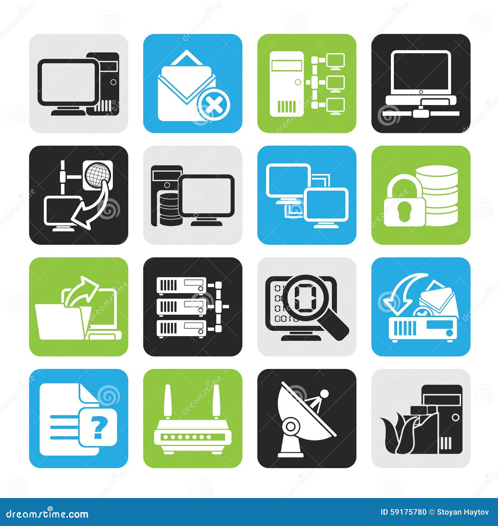 Silhouette Computer Network and Internet Icons Stock Vector ... Silhouette Computer Network and Internet Icons Stock Vector ...