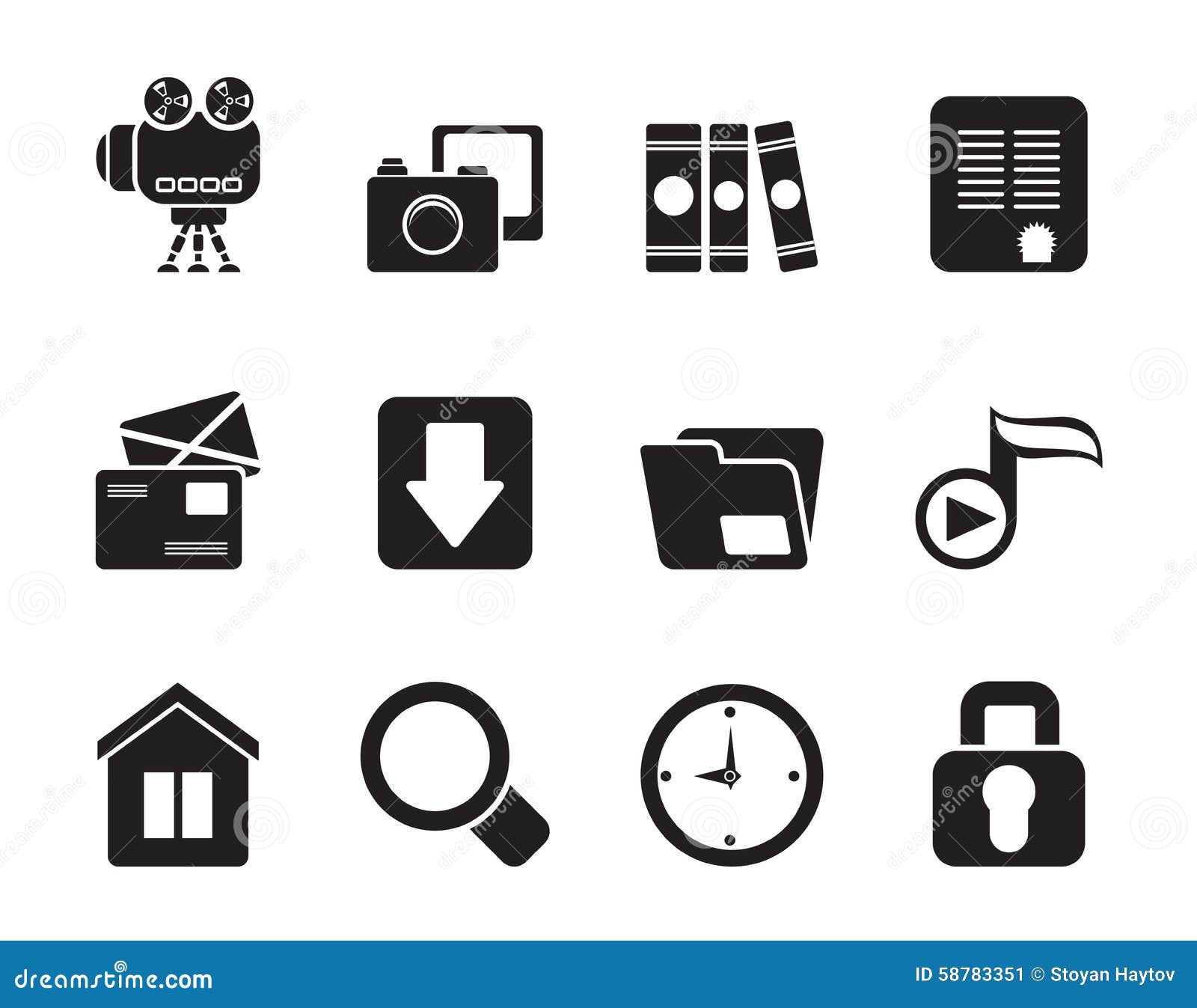 Silhouette Computer and Website Icons Stock Vector - Illustration of ...