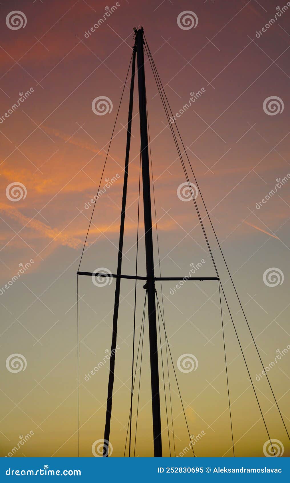 Construction on Top of a Sailing Ship without Sails at Dusk Stock Image ...