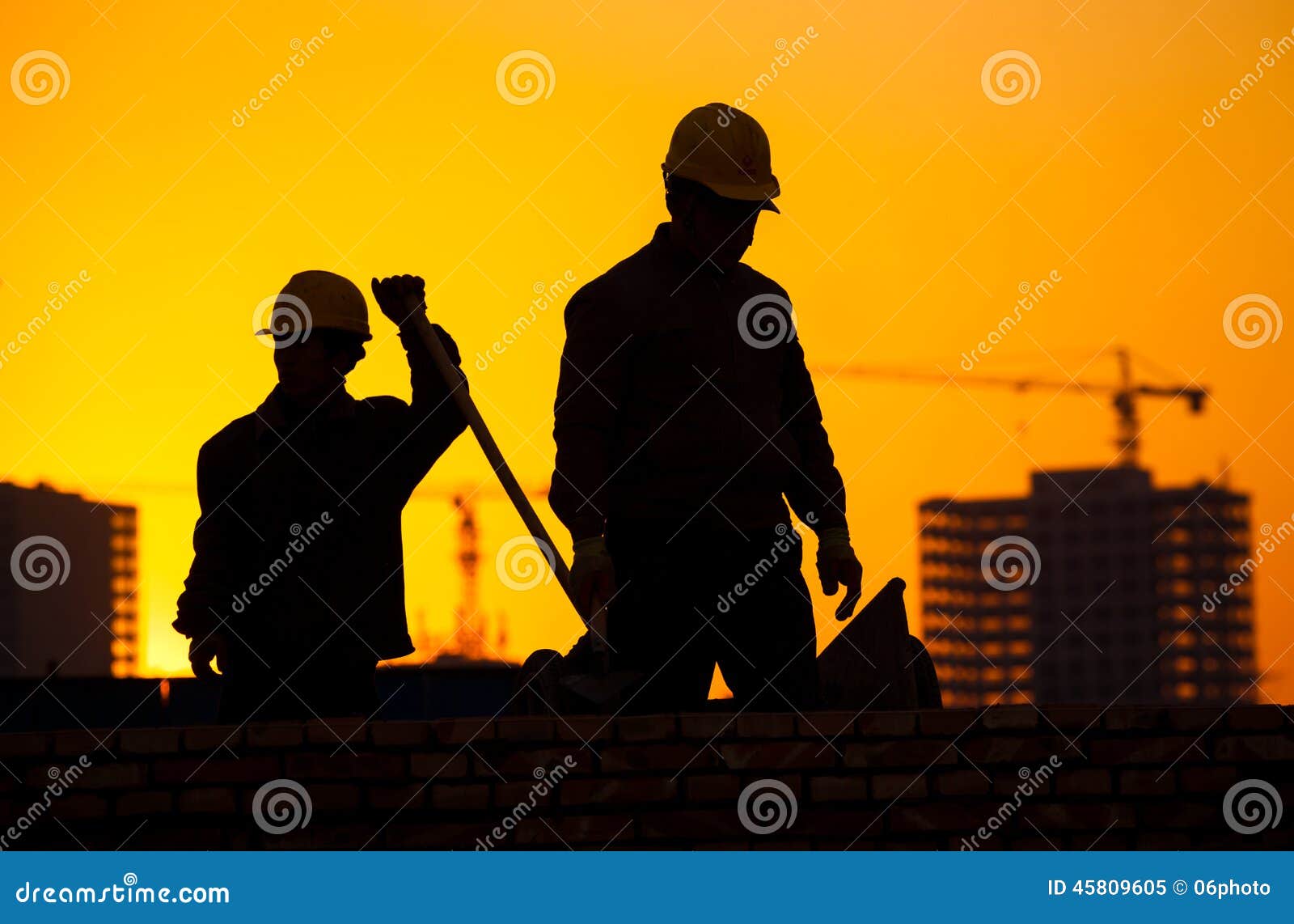 Silhouette of Construction Worker Stock Image - Image of industry ...