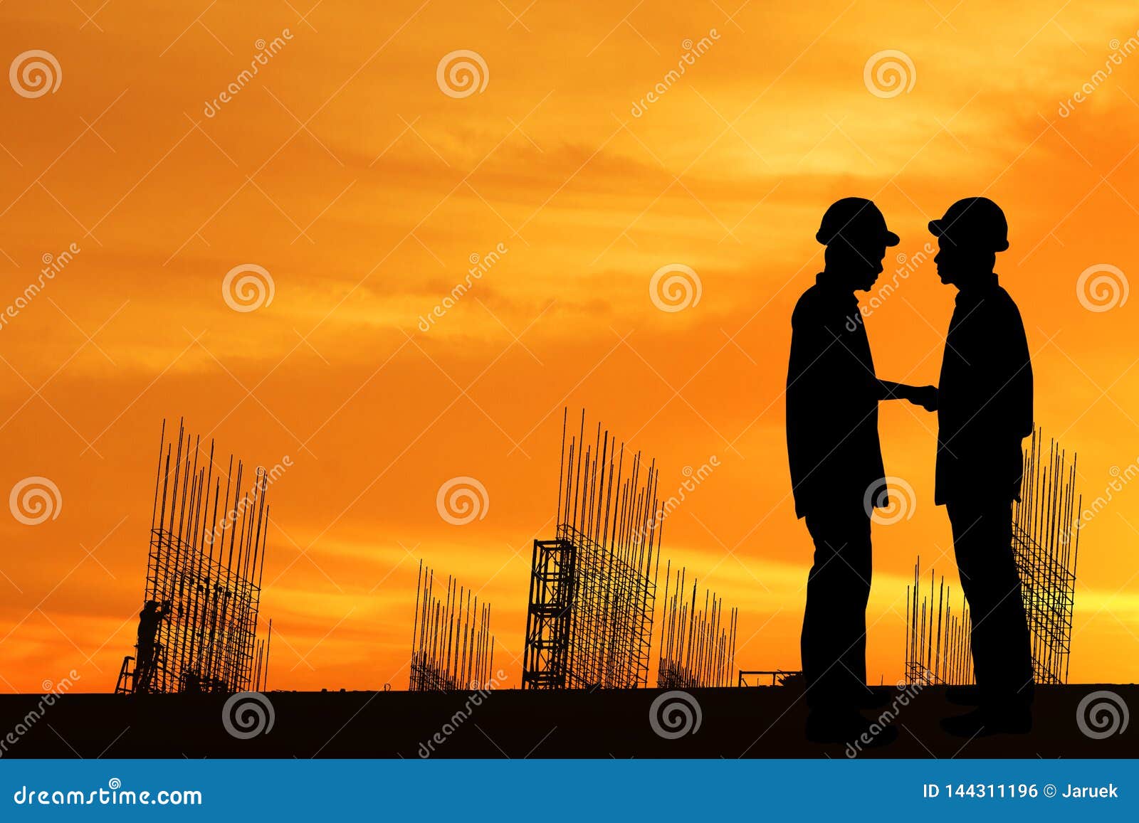 Silhouette Construction Worker on Construction Site Stock Photo - Image ...