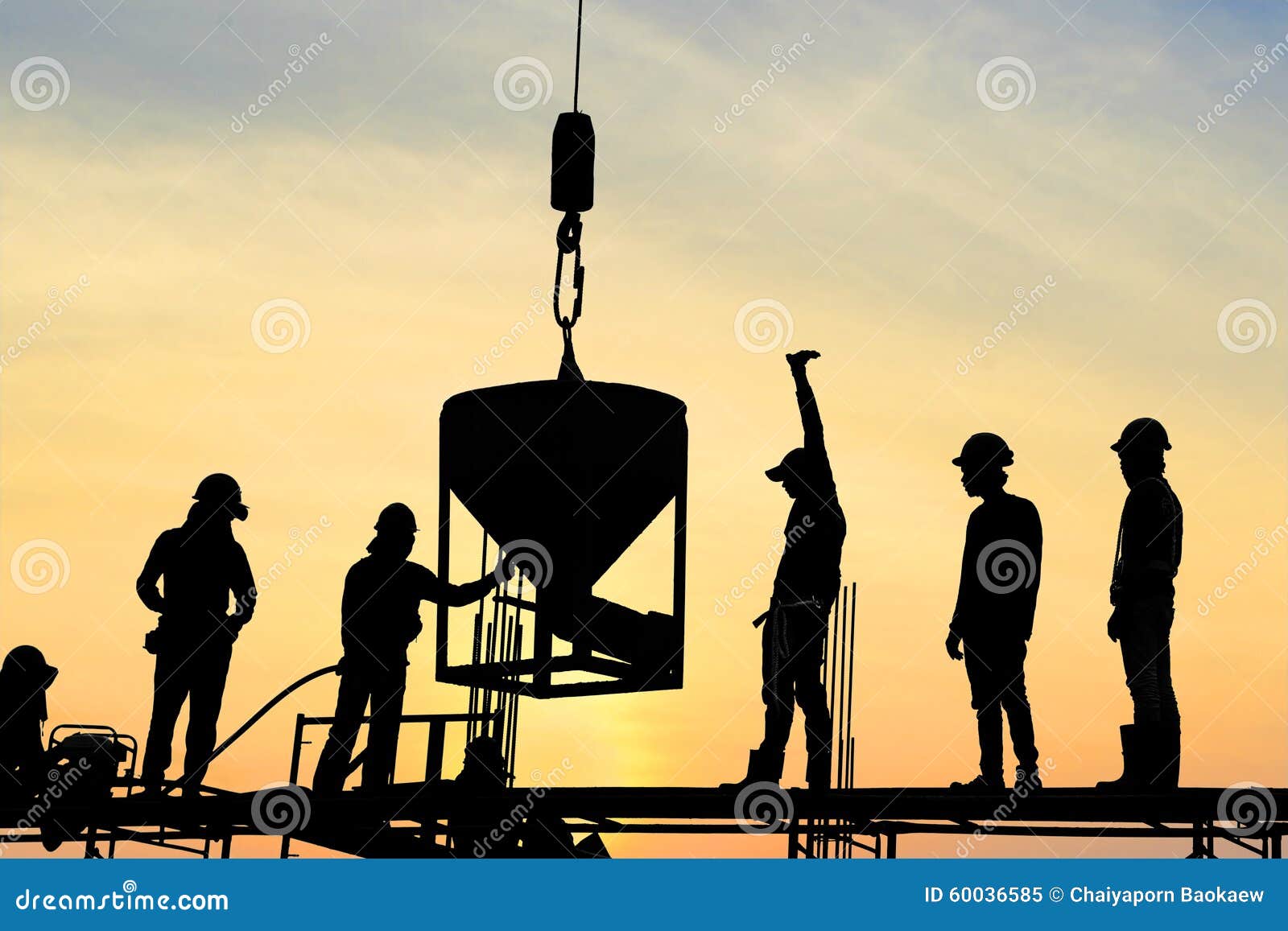Silhouette of Construction Worker Stand on Scaffolding Framework ...