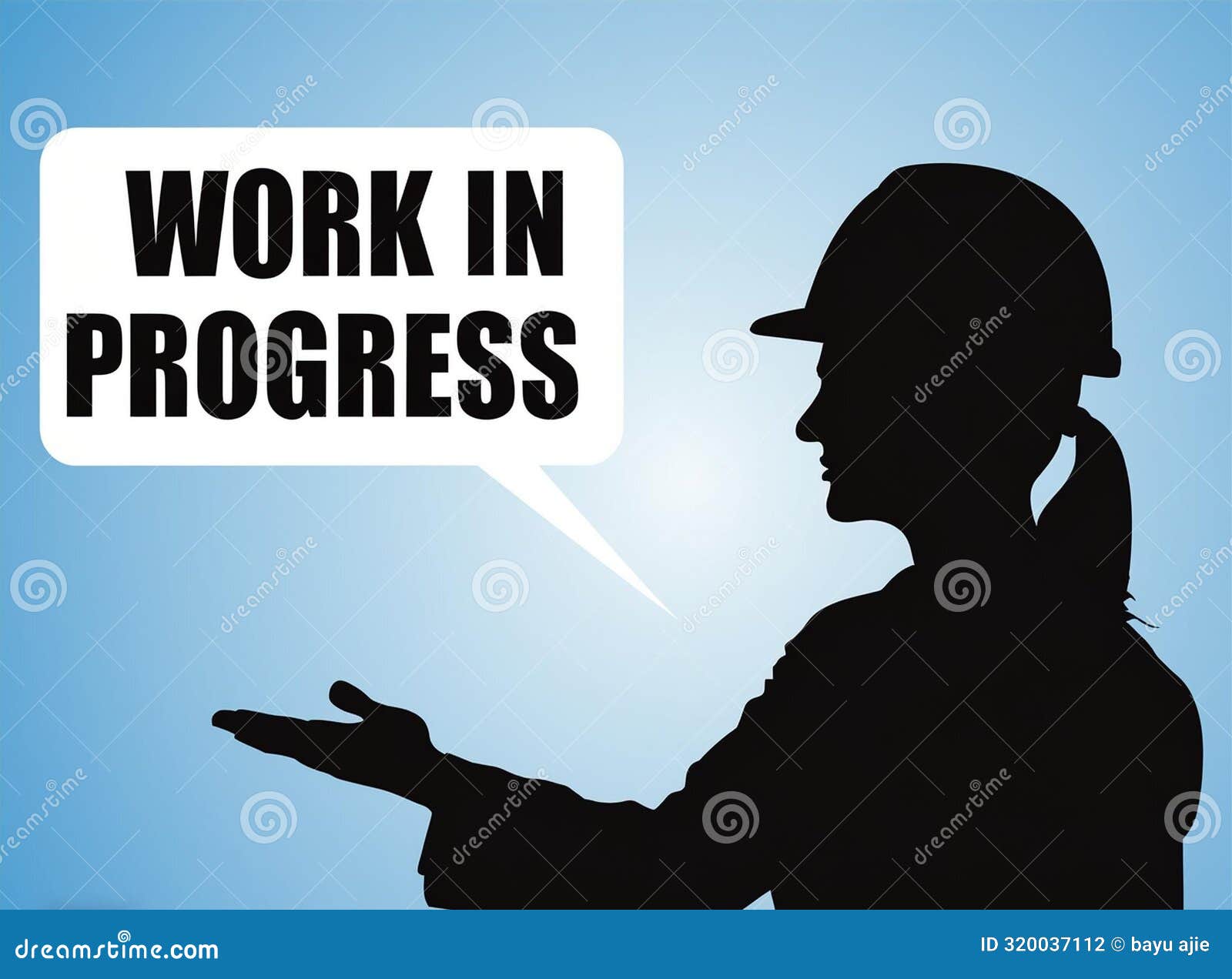 Silhouette Of Construction Worker Woman With Text Work In Progress ...