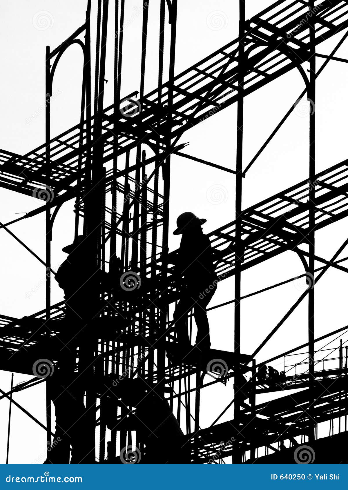 Silhouette of Construction Workers Stock Photo - Image of design, wire ...