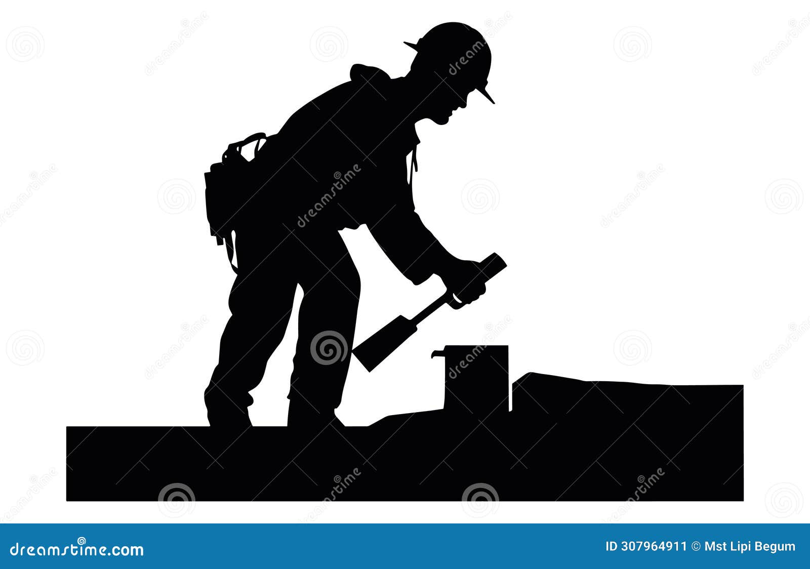 Silhouette Contractor Site Worker Vector Illustration, Set Contractor ...