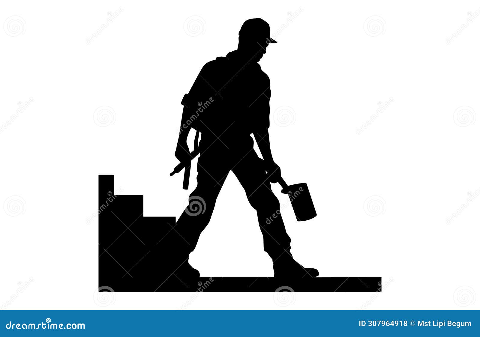 Silhouette Contractor Site Worker Vector Illustration, Set Contractor ...