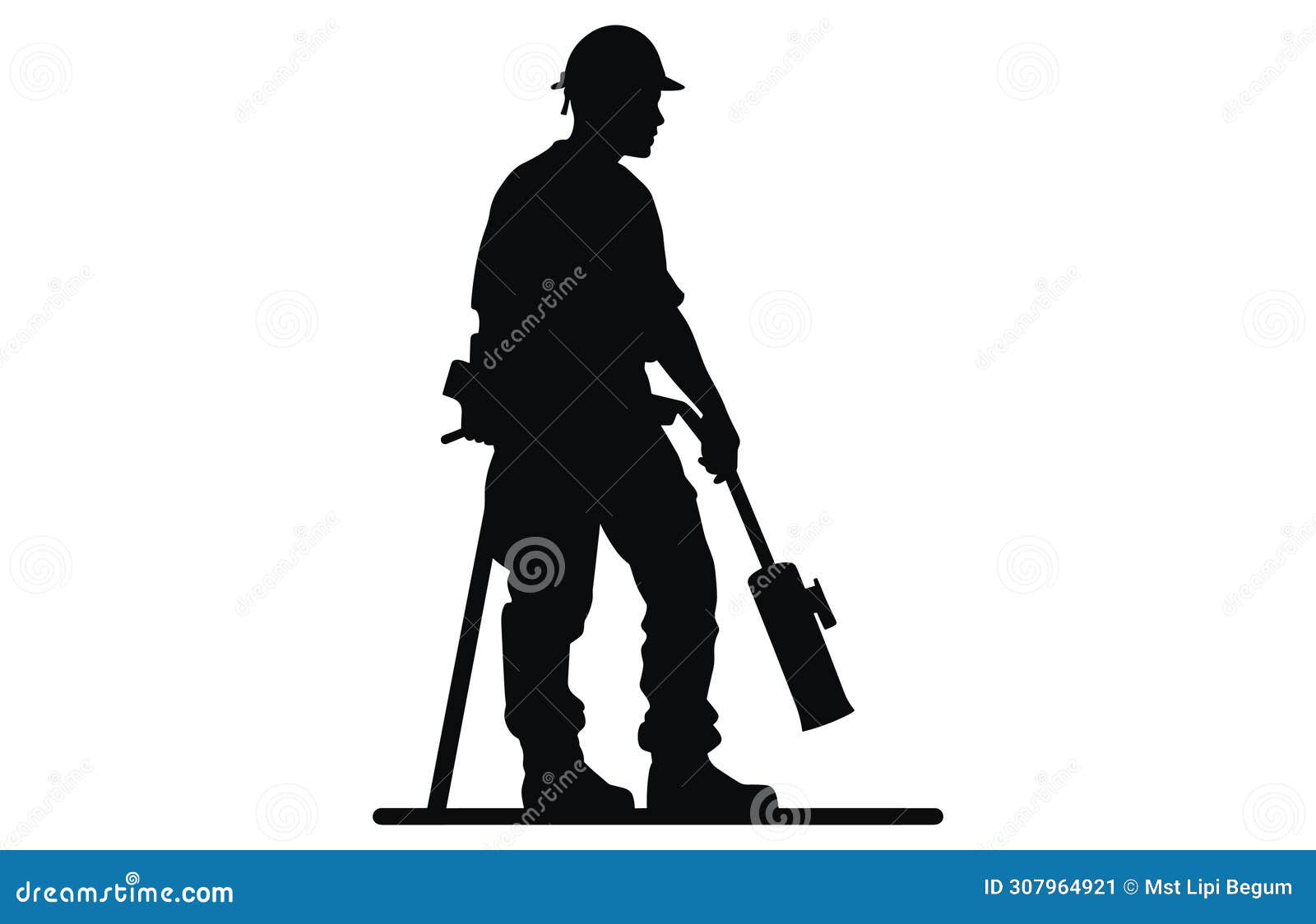 Silhouette Contractor Site Worker Vector Illustration, Set Contractor ...