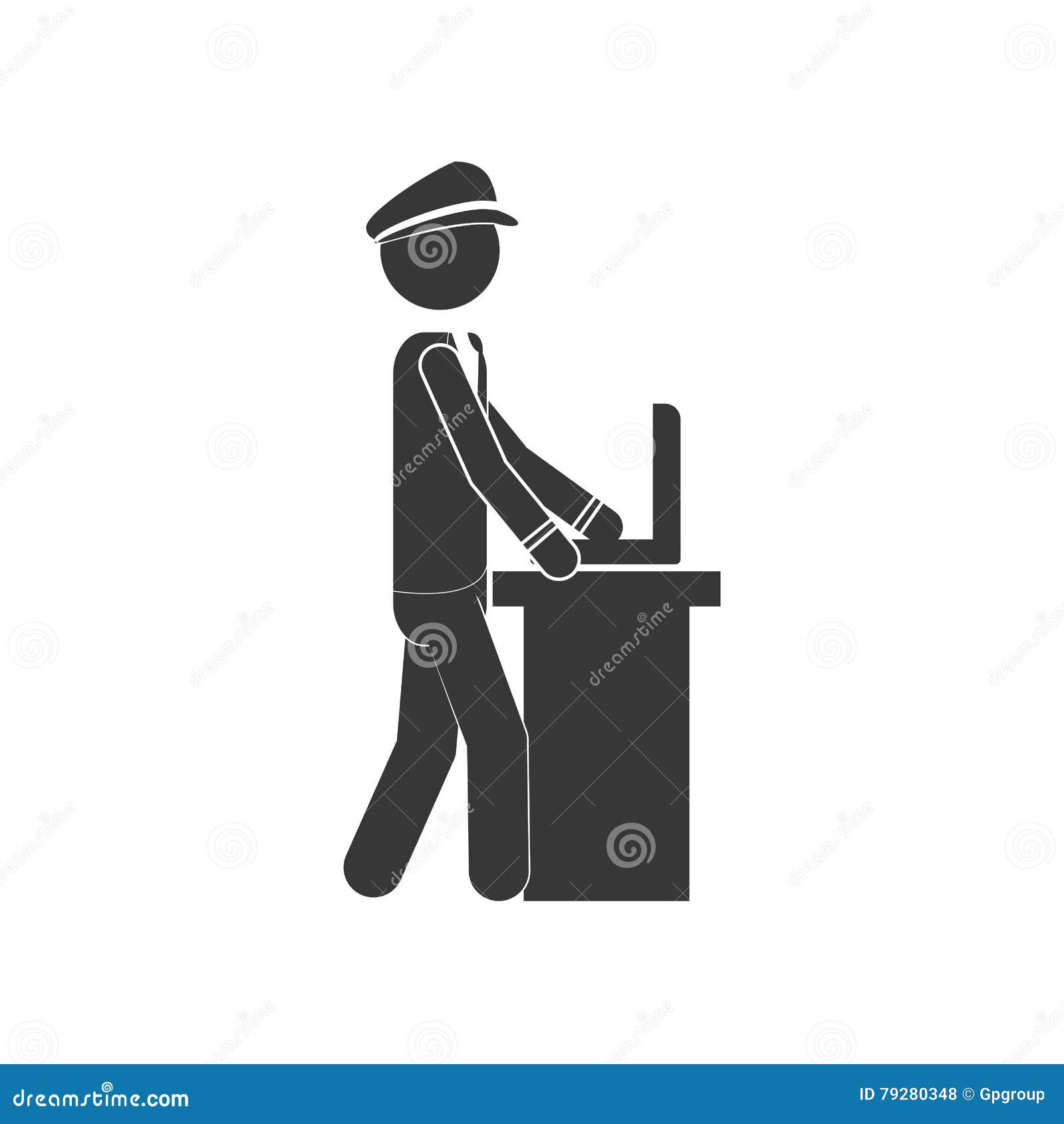 Silhouette with Control Officer Scanner Stock Vector - Illustration of ...