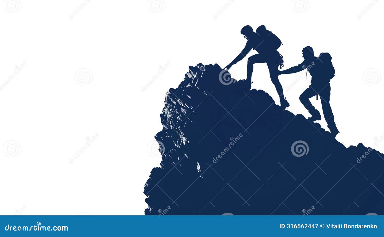 Silhouette of a Couple Climbing a Mountain. Stock Illustration ...