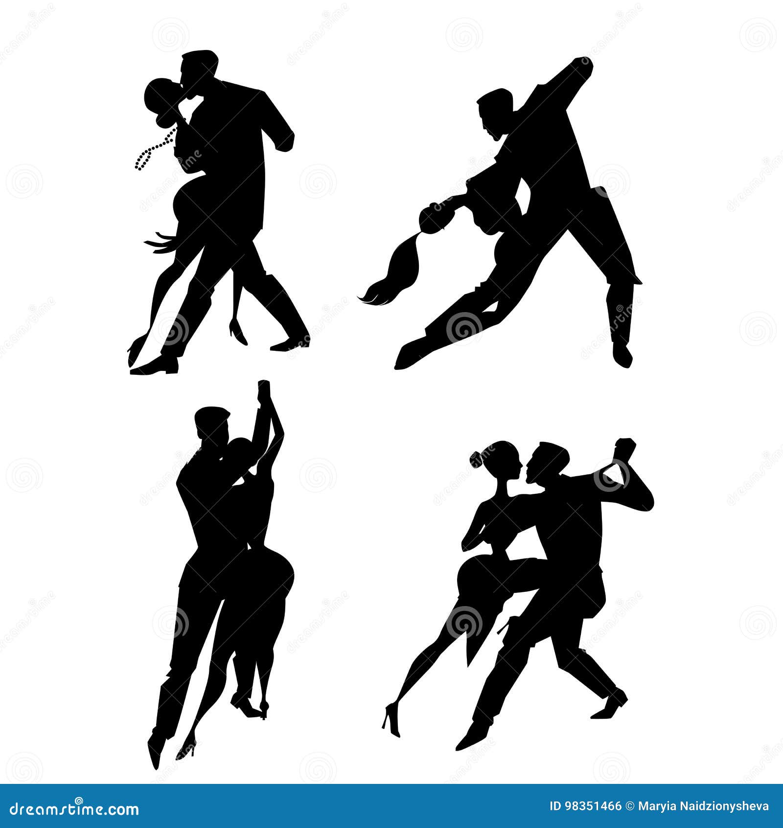 Silhouette Couple Dancing Tango Stock Vector - Illustration of ...