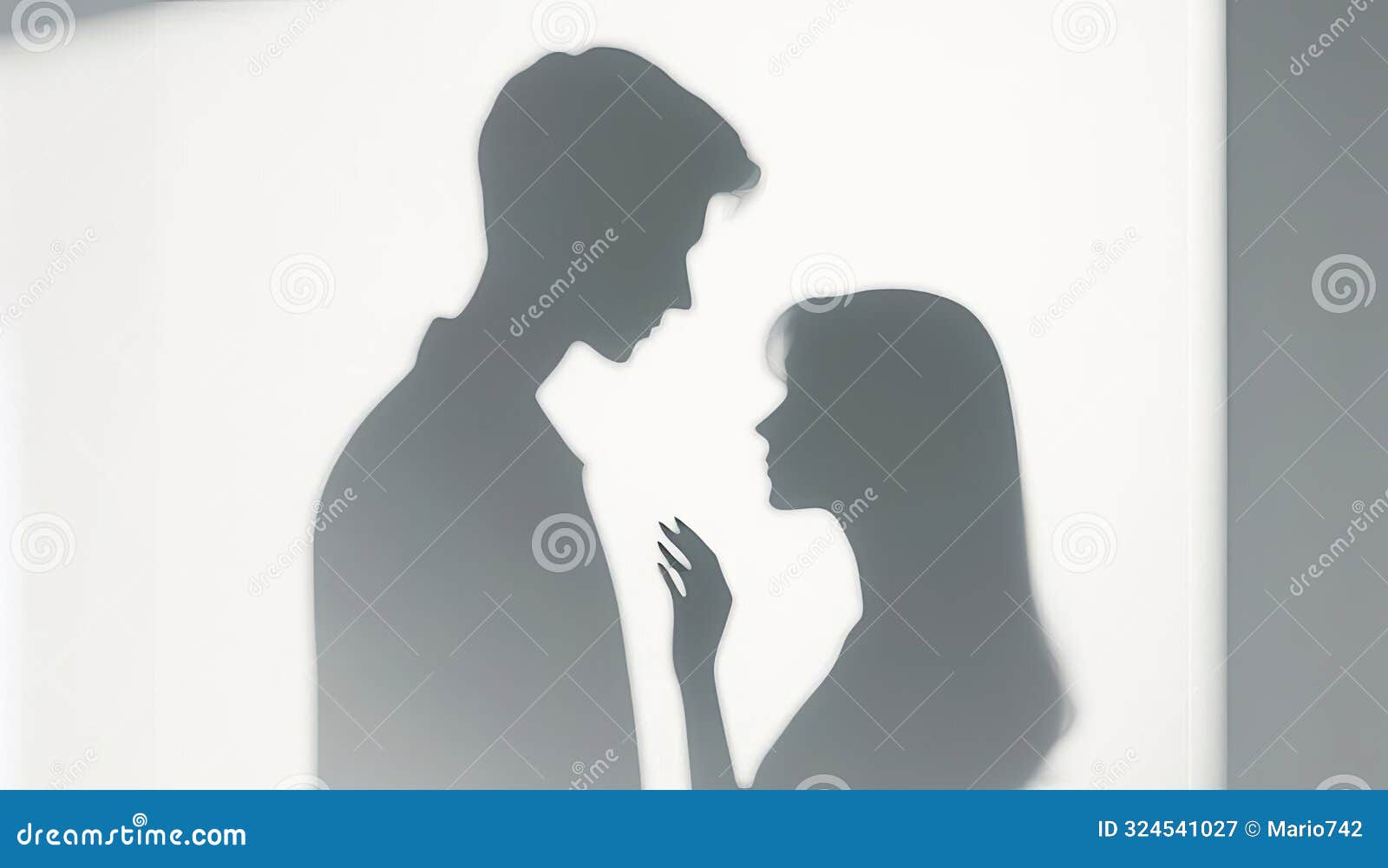 Silhouette of a Couple Formed by the Projection of the Shadow on the ...