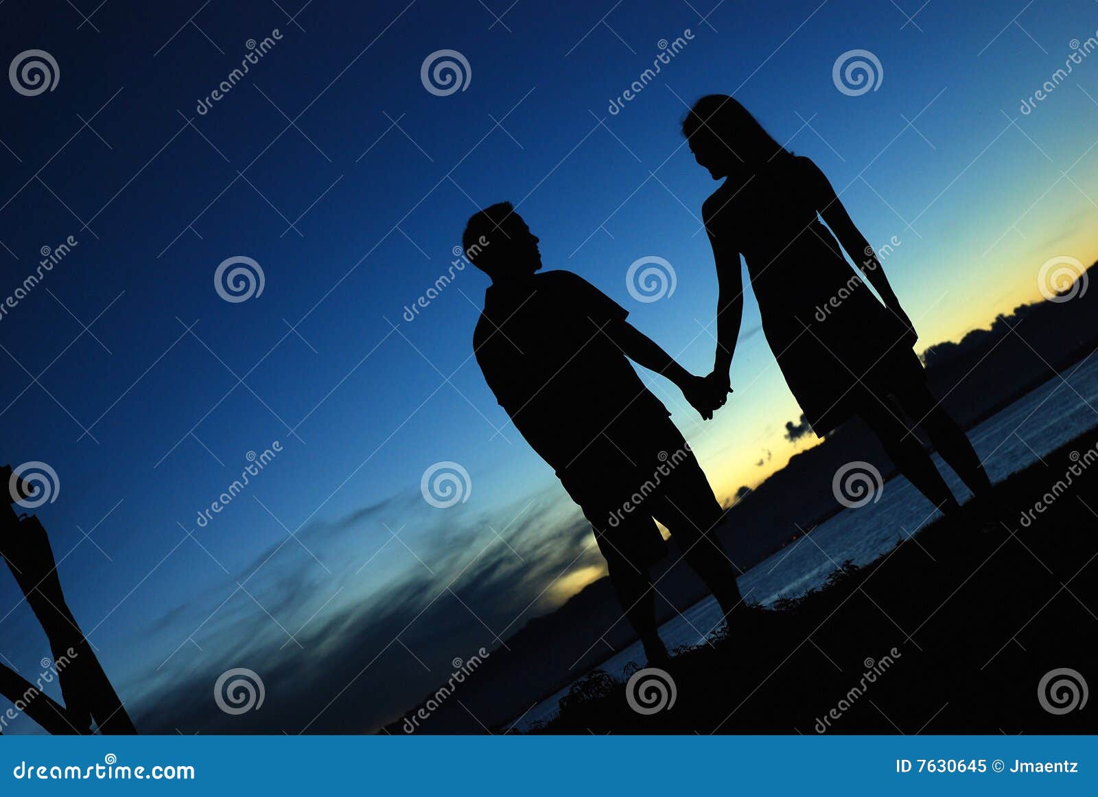Silhouette of Couple Holding Hands Stock Image - Image of sweet, sunset ...