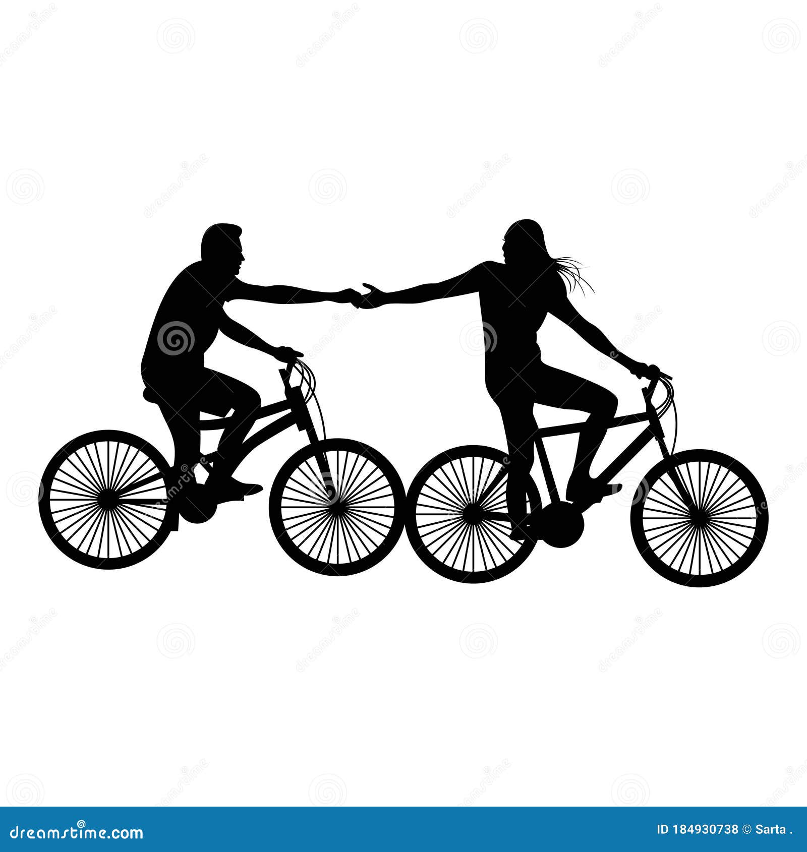 Silhouette of Couple Riding Bikes Vector Illustration Stock Vector ...