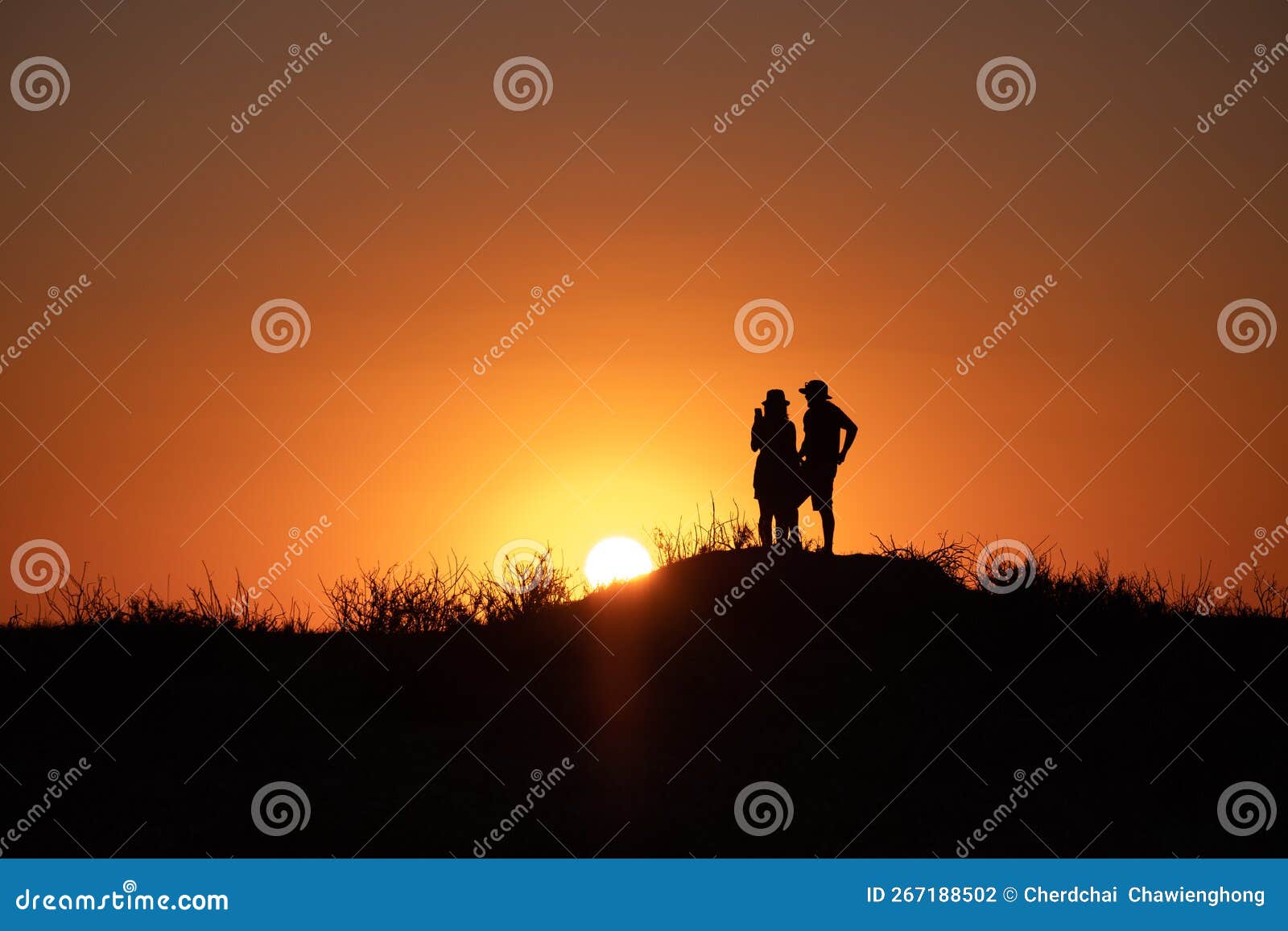 Silhouette of a Couple with Sunset Background in Australia Outback ...